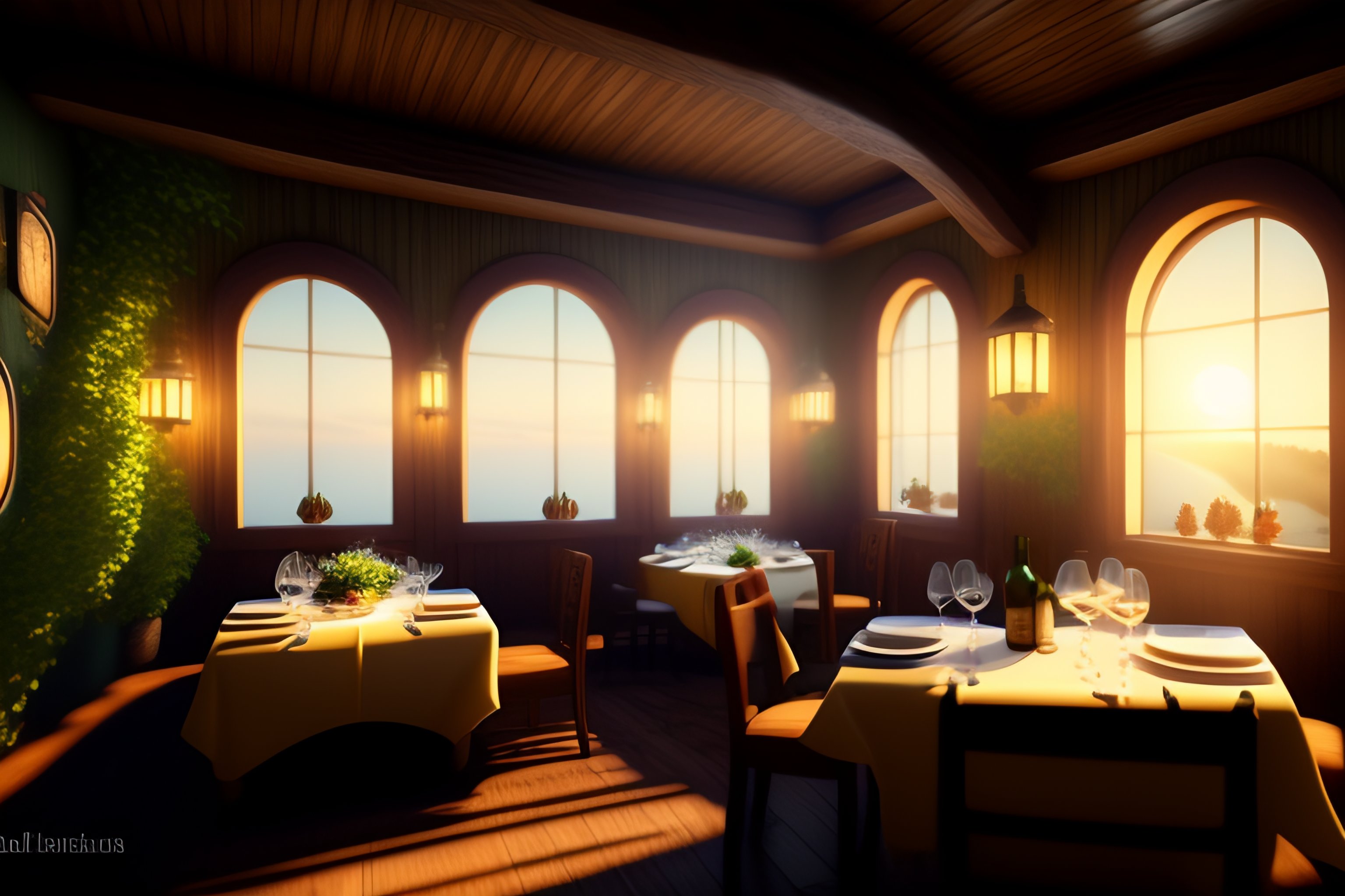 Lexica - A highly detailed restaurant, photorealistic, soft light, warm ...