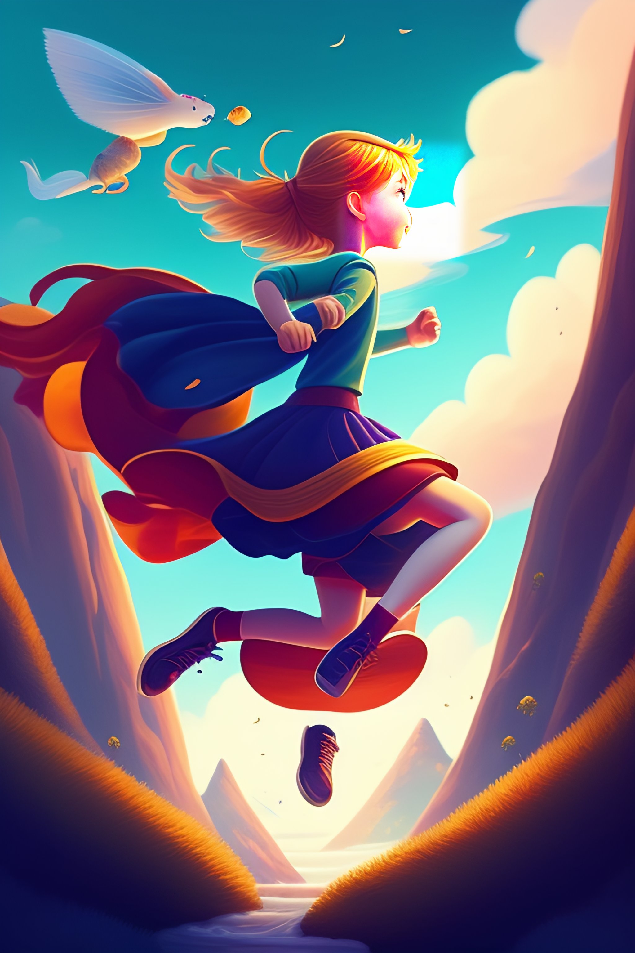 Lexica - A view of the magnificent nature with happy girls and boys ...