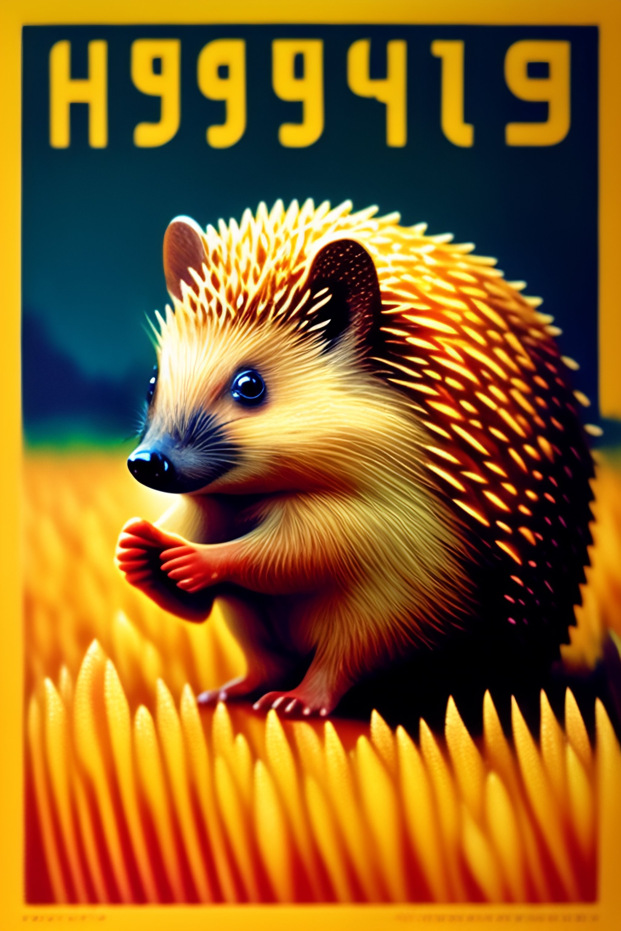 Lexica - Soviet poster of hedgehog collecting wheat