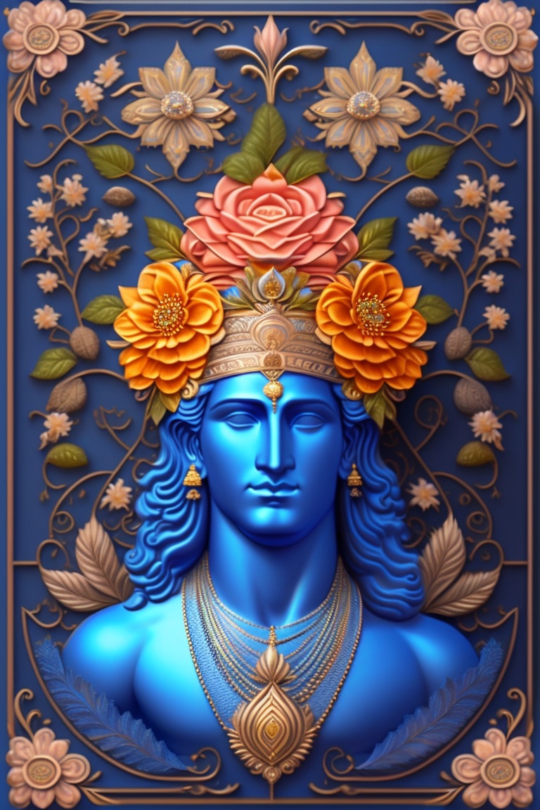 Lexica - Lord Rama with classical floral elements emanating from center ...