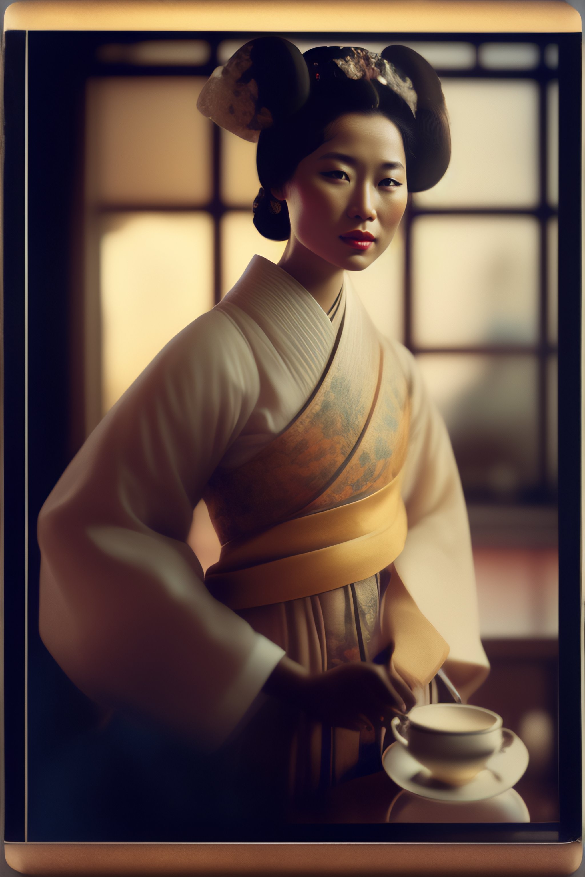Lexica - Tea room geisha serving tea, one light, intricate, elegant ...
