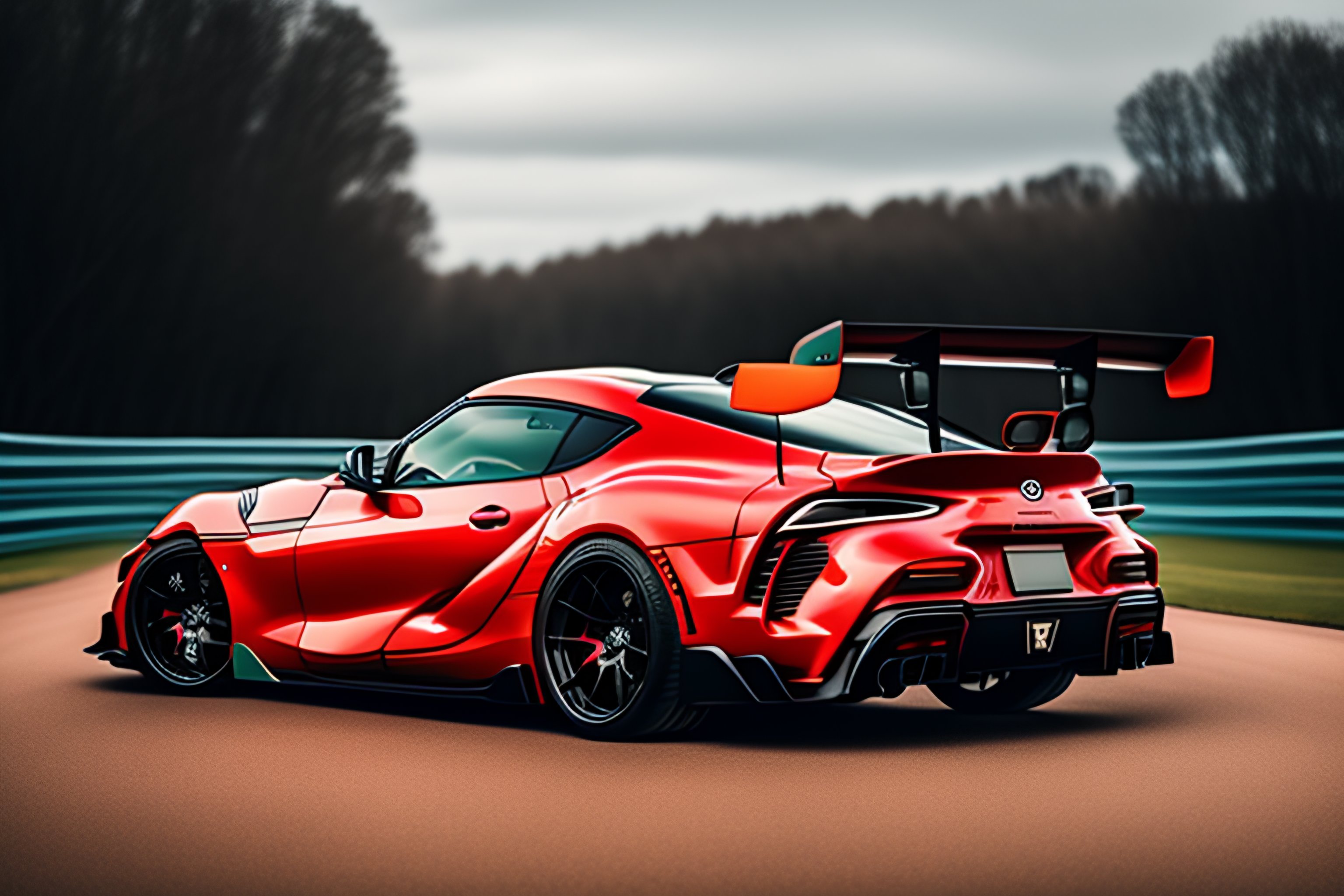 Lexica - Toyota supra, photography, red, on a track