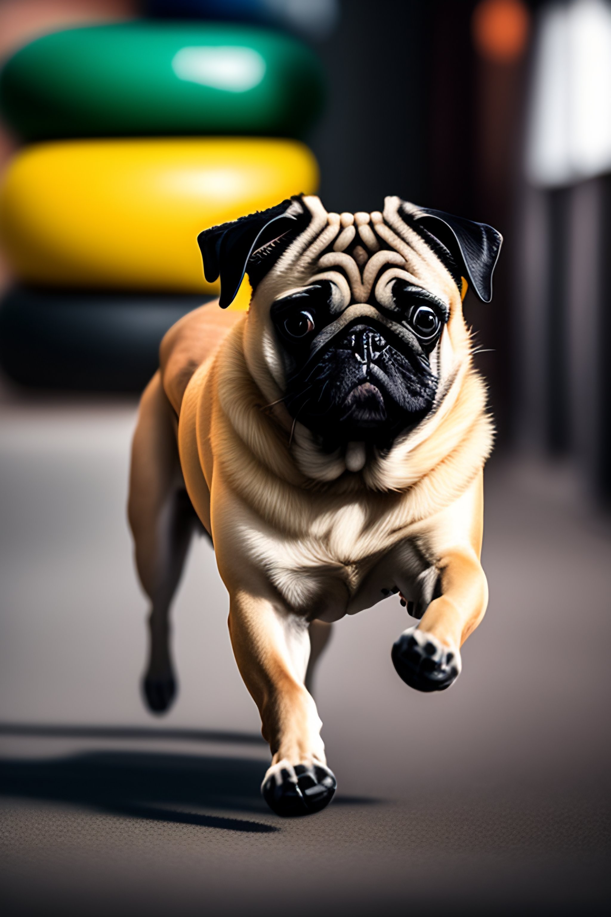 Lexica - The same pug is running into his CrossFit class late as usual ...
