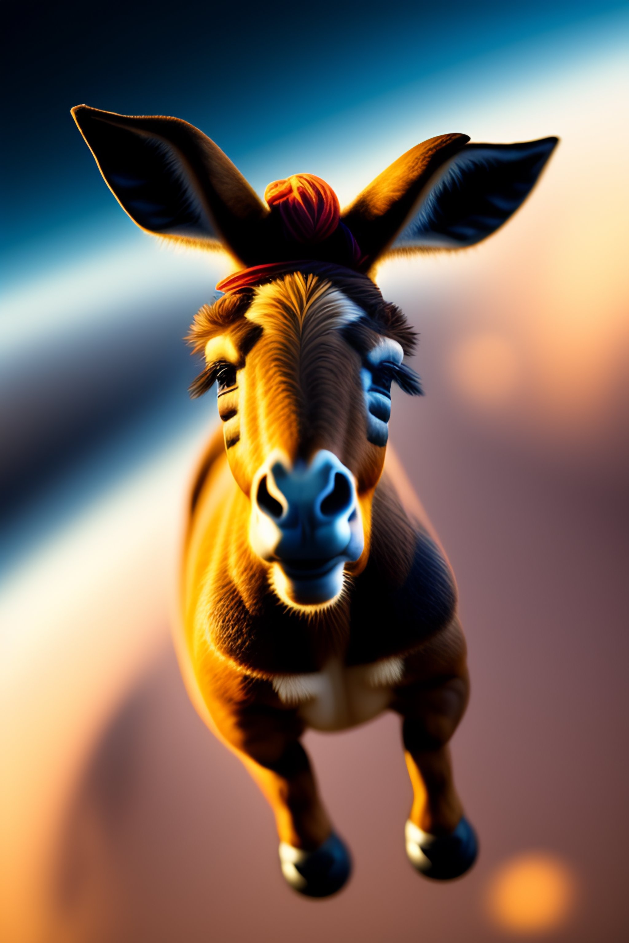 Lexica - Donkey super hero flying in space realistic photo 5mm