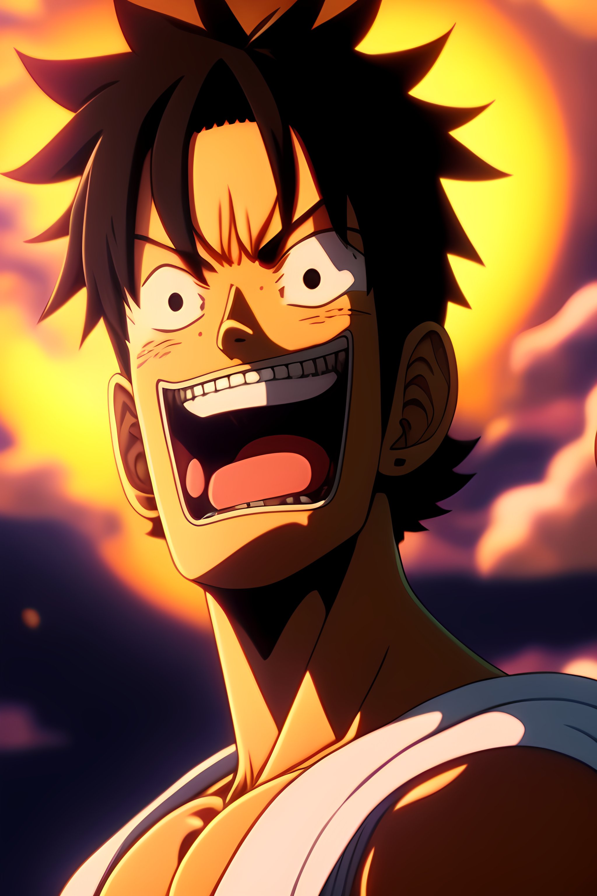 Lexica - Luffy on the sun laughing