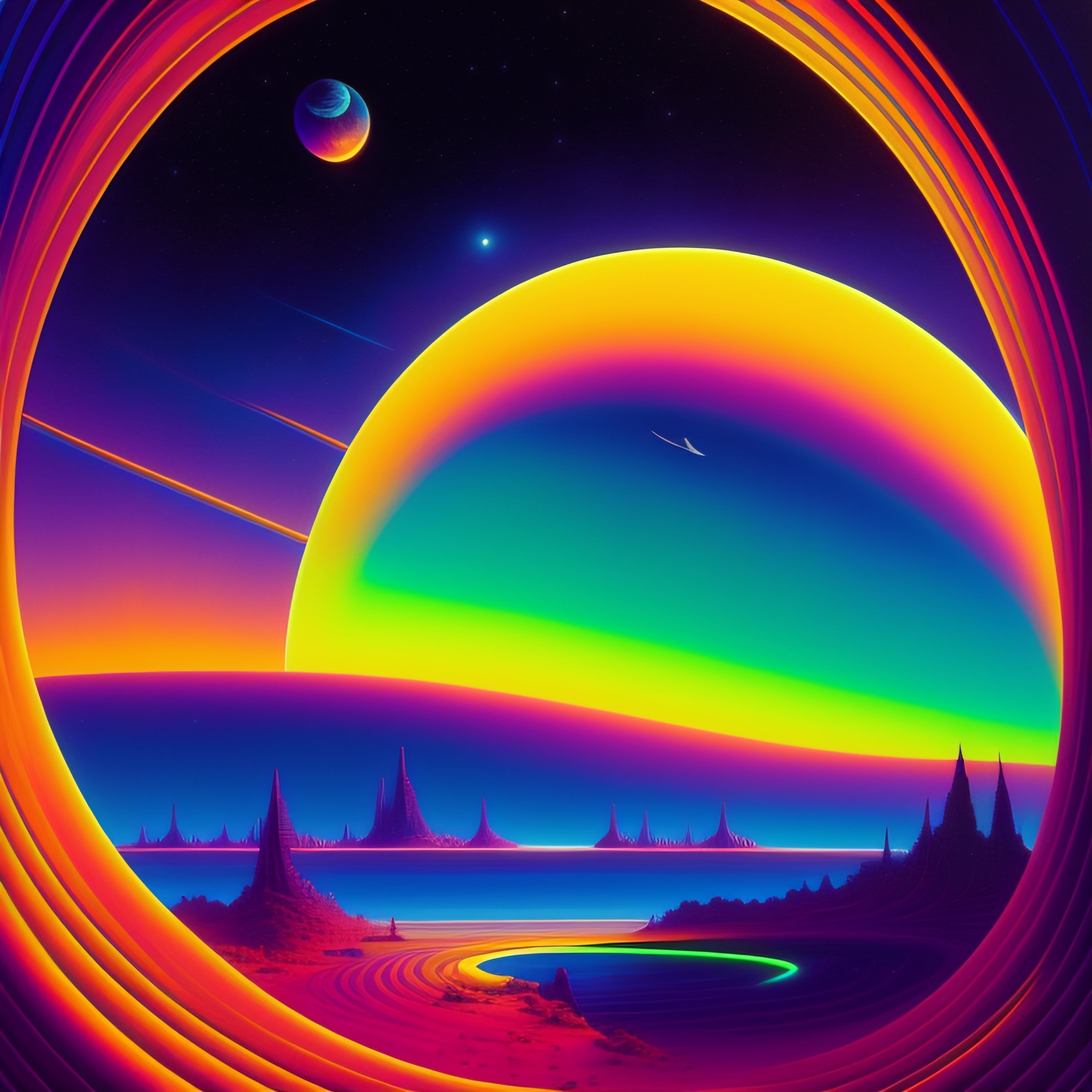 Lexica - Mysterious edge of interstellar space, synthwave, bright neon ...