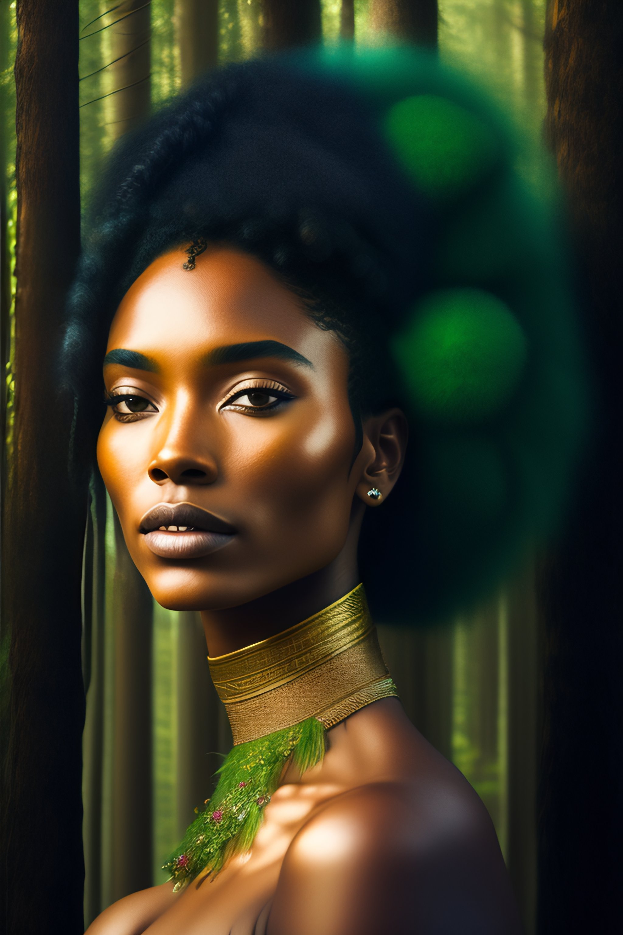 Lexica - Photographic portrait of exotic woman with hair made of a ...