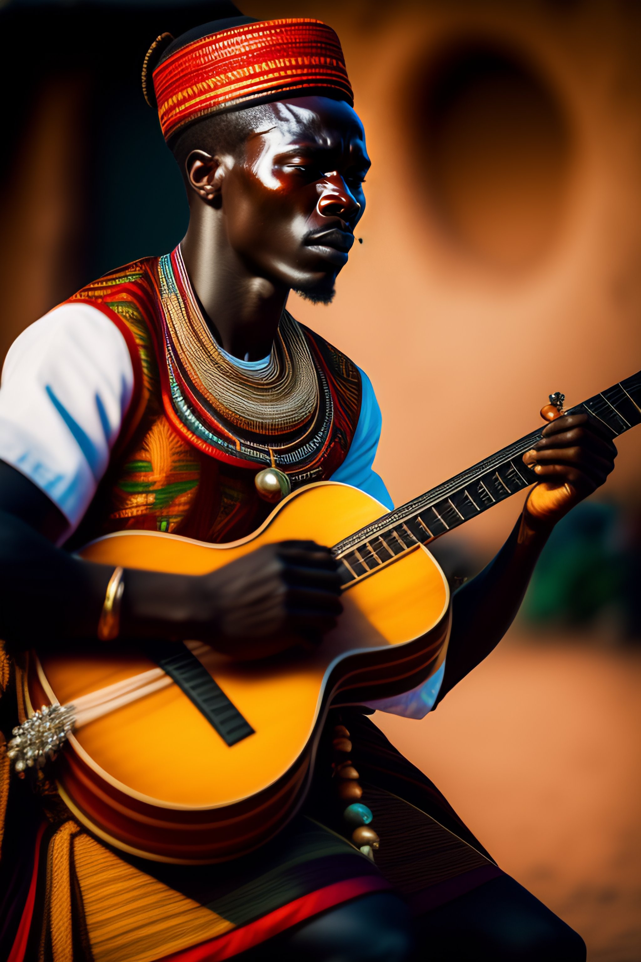 Lexica - Capture a close-up shot of a musician playing a traditional ...