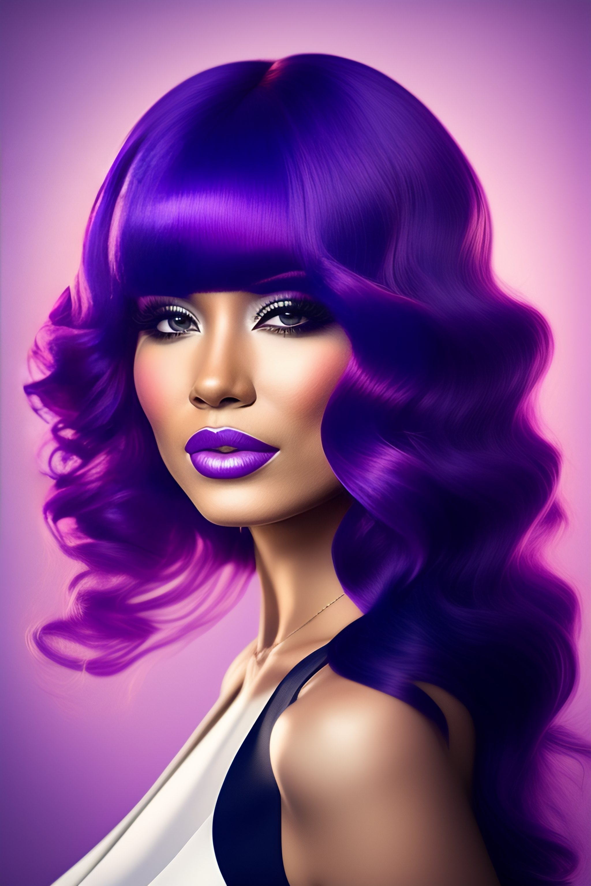 Lexica - Girl purple hair stoking