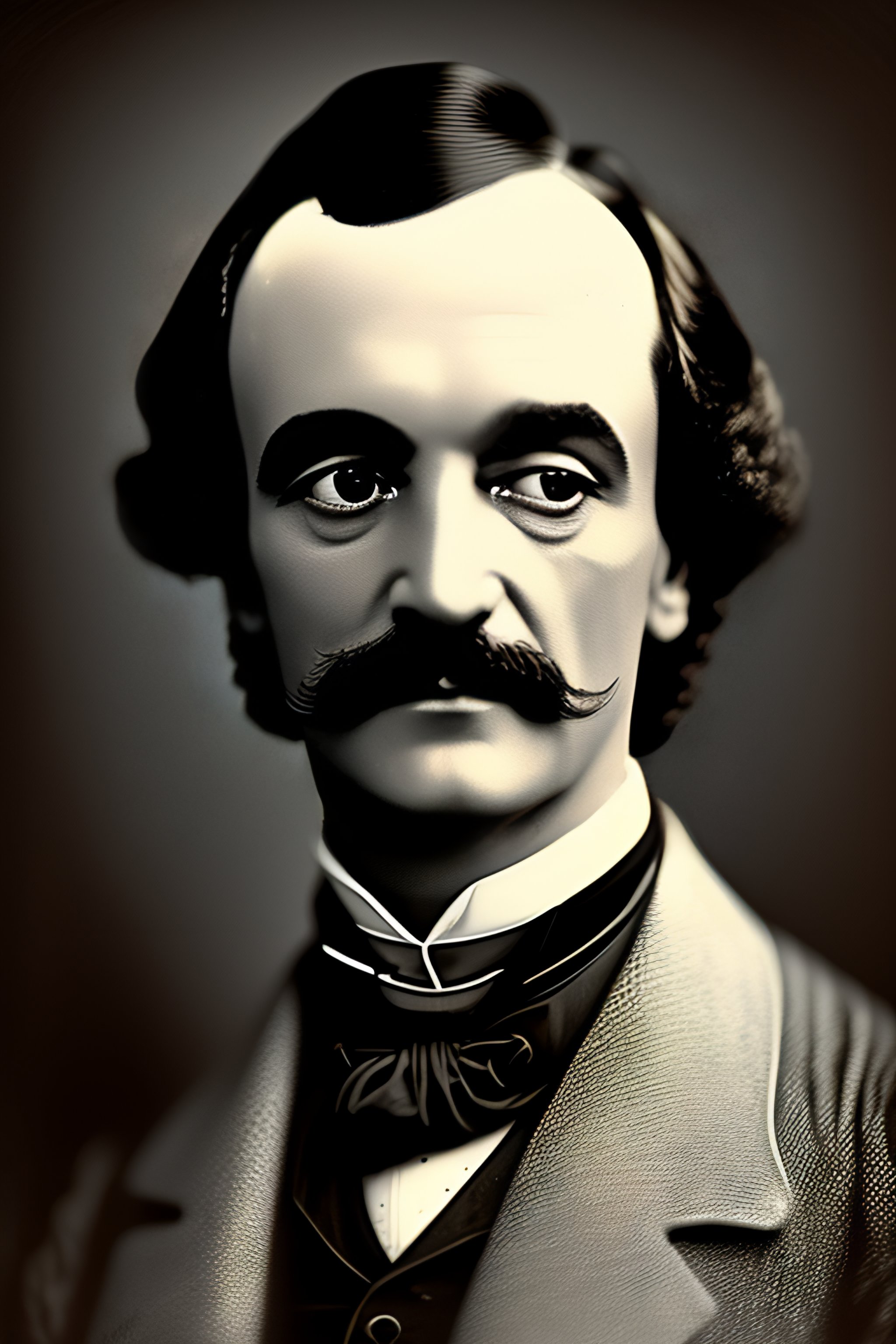 Lexica - Depict Edgar Allan Poe with a happy face in the 21st century