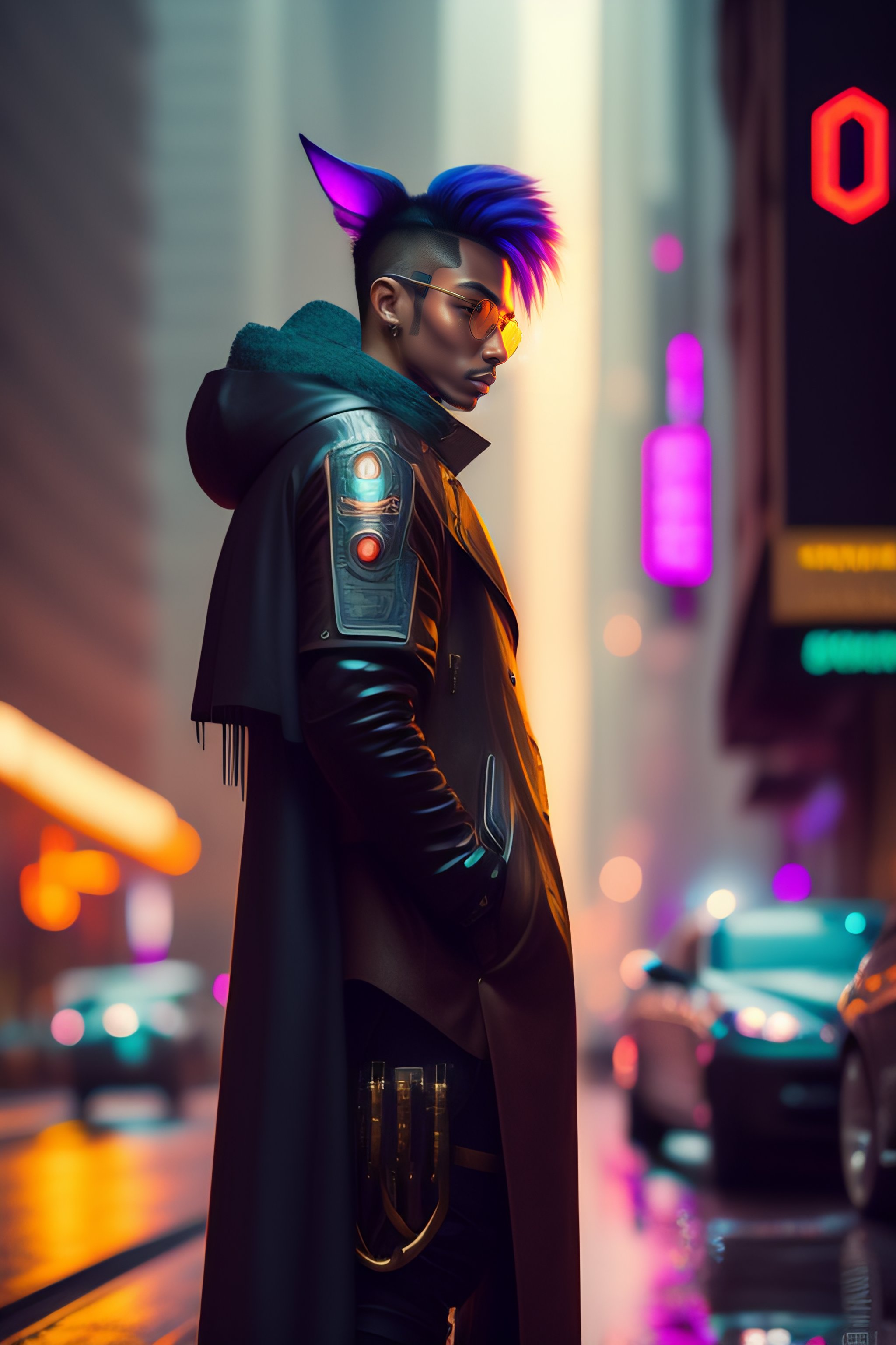 Lexica - Character portrait of a male anthro robot with a tail wearing ...