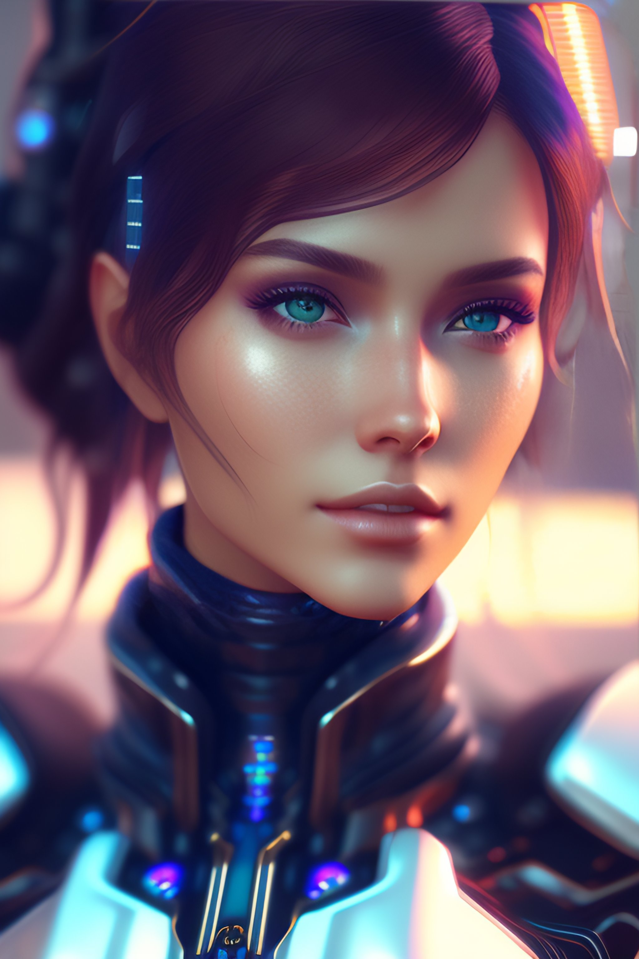 Lexica - Cute close portrait dainty beautiful futurstic robotic girl ...
