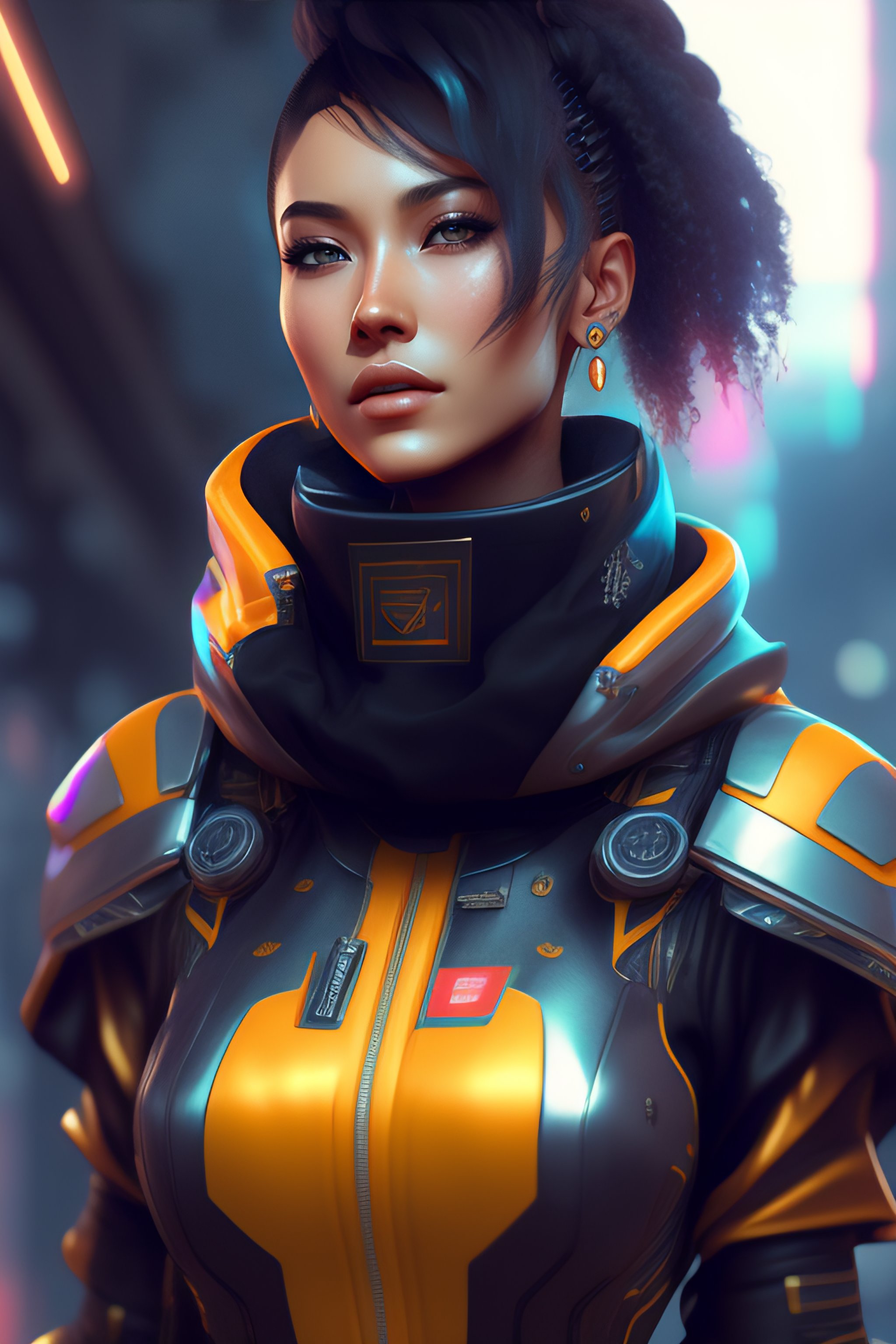 Lexica - Mech Punk clothes with short hair girl, battle status, hyper ...