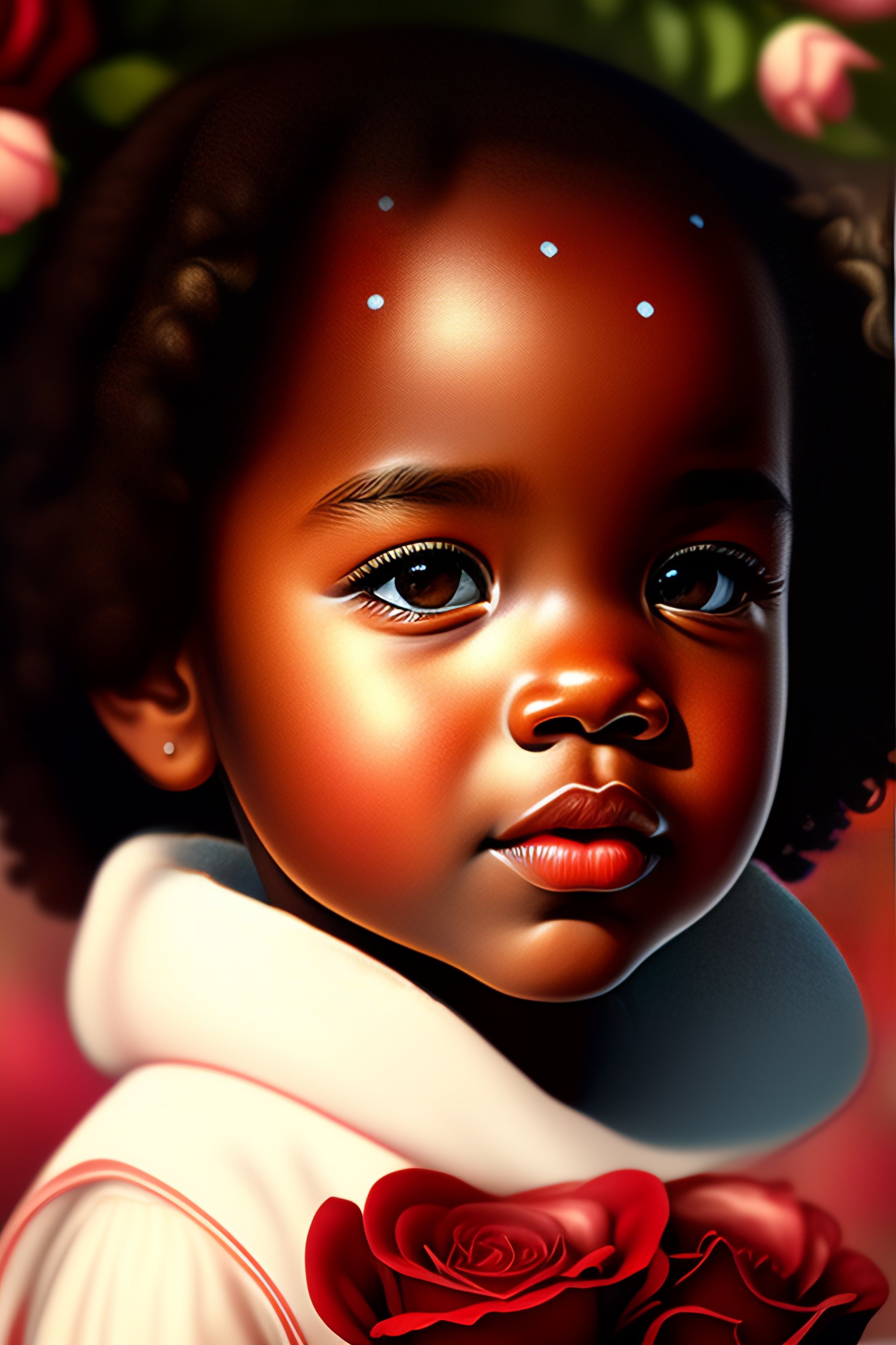 Lexica - Baby Valentine, hearts, roses brown skin girl beautiful ...