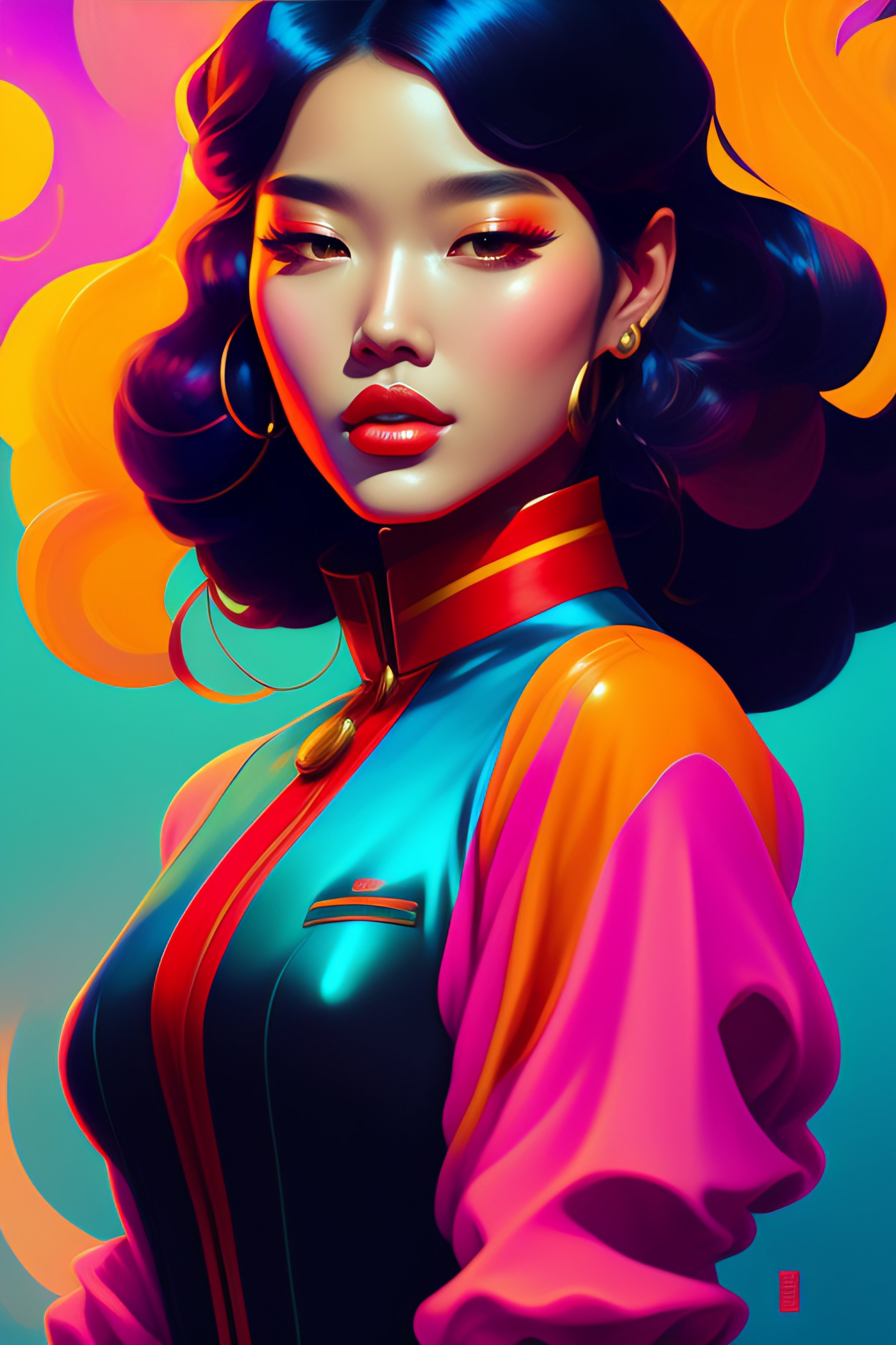 Lexica - A colorful comic noir illustration painting of a high fashion ...