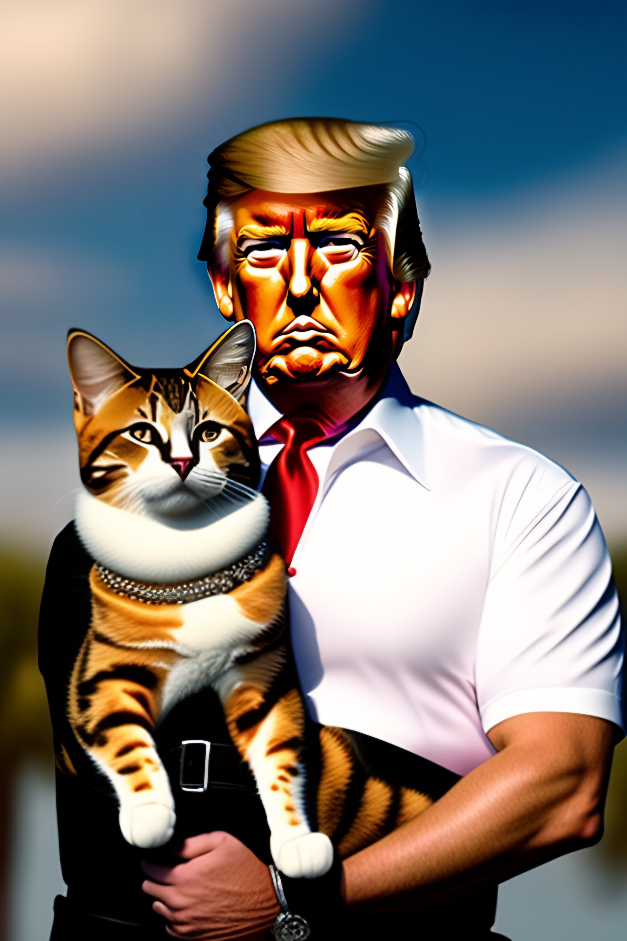 Lexica - Donald Trump wearing a dress holding a cat