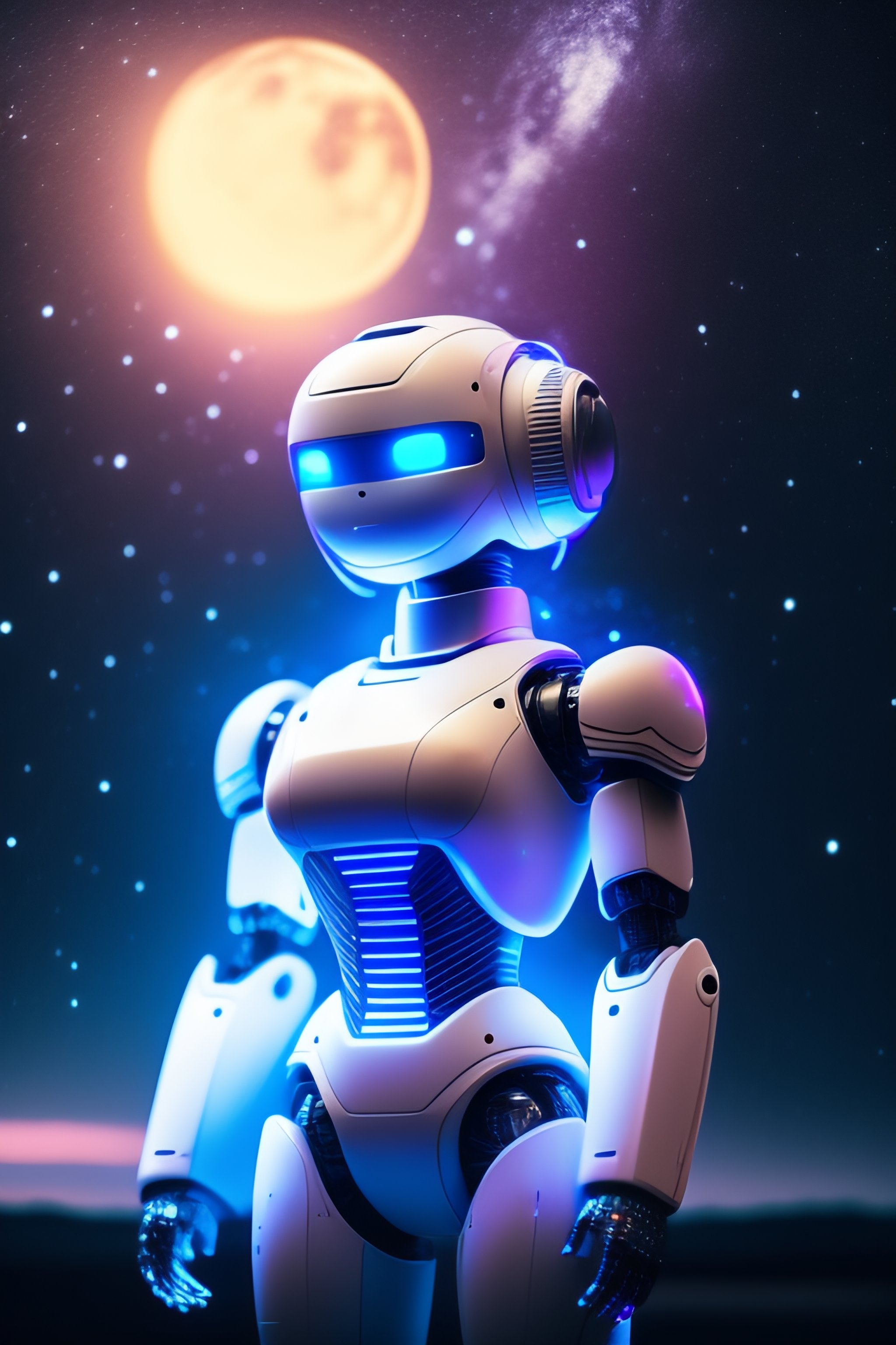Lexica - Hyper detailed humanoid robot looking at the stars, 50mm ...