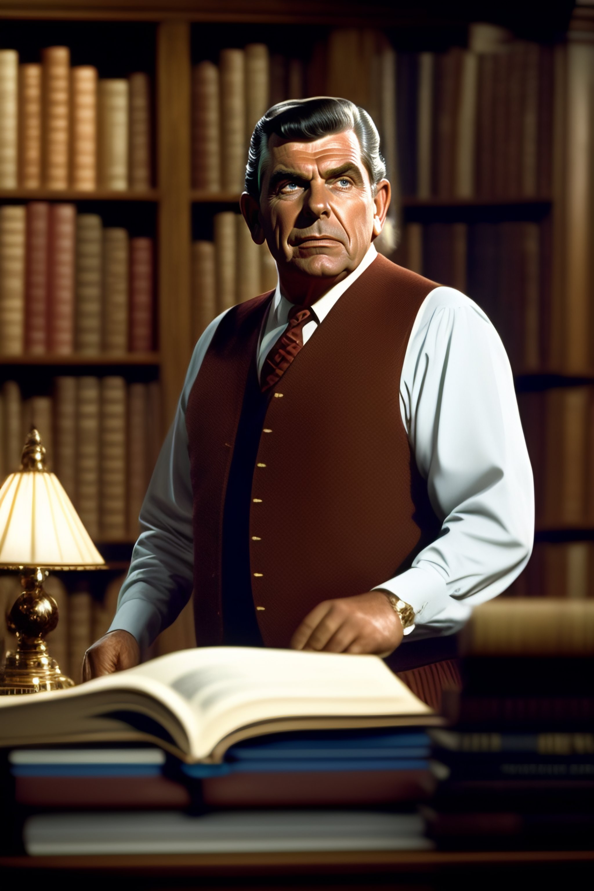 Lexica - Andy griffith as matlock in a library