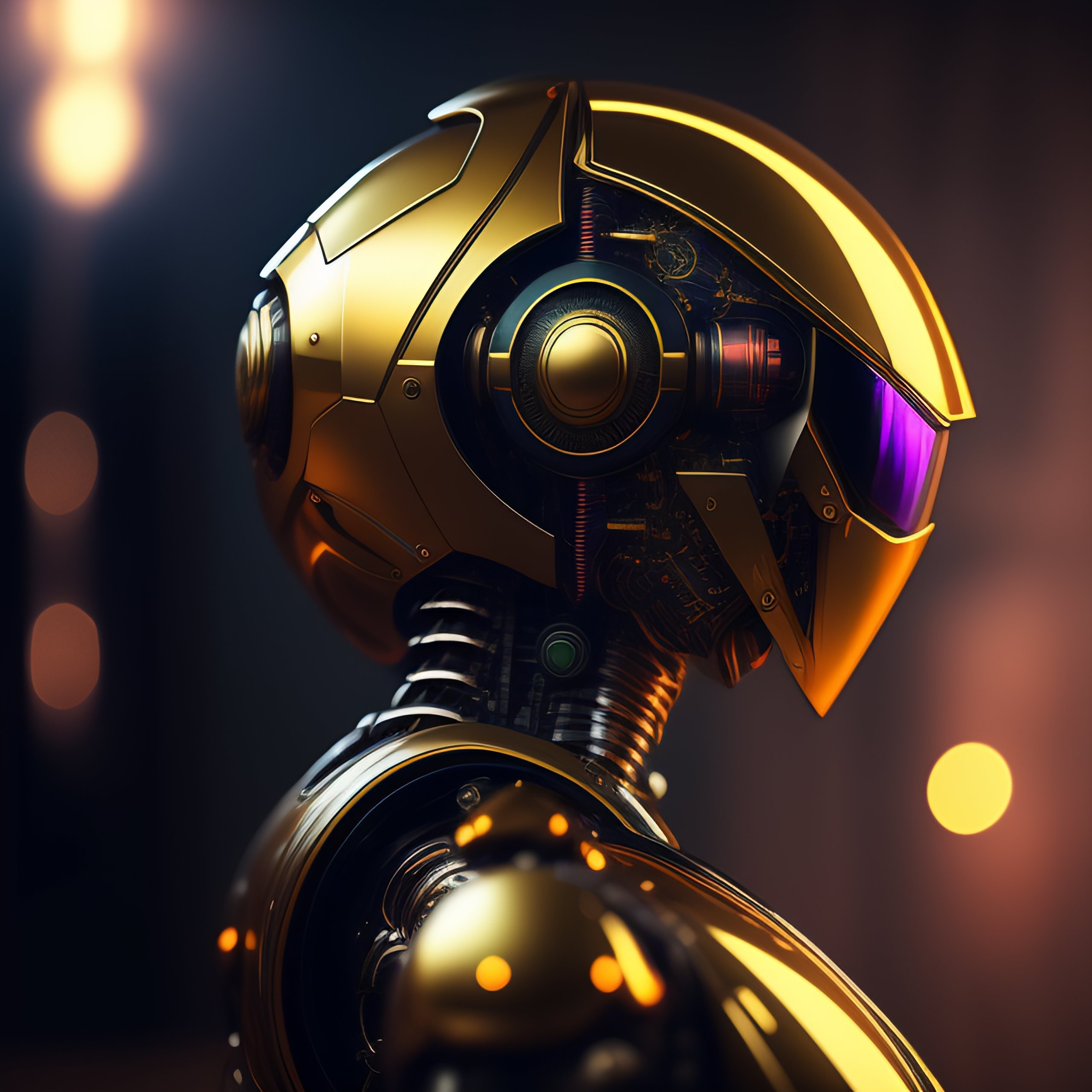Lexica - Techno magic robot, side portrait, realistic, half body shot ...