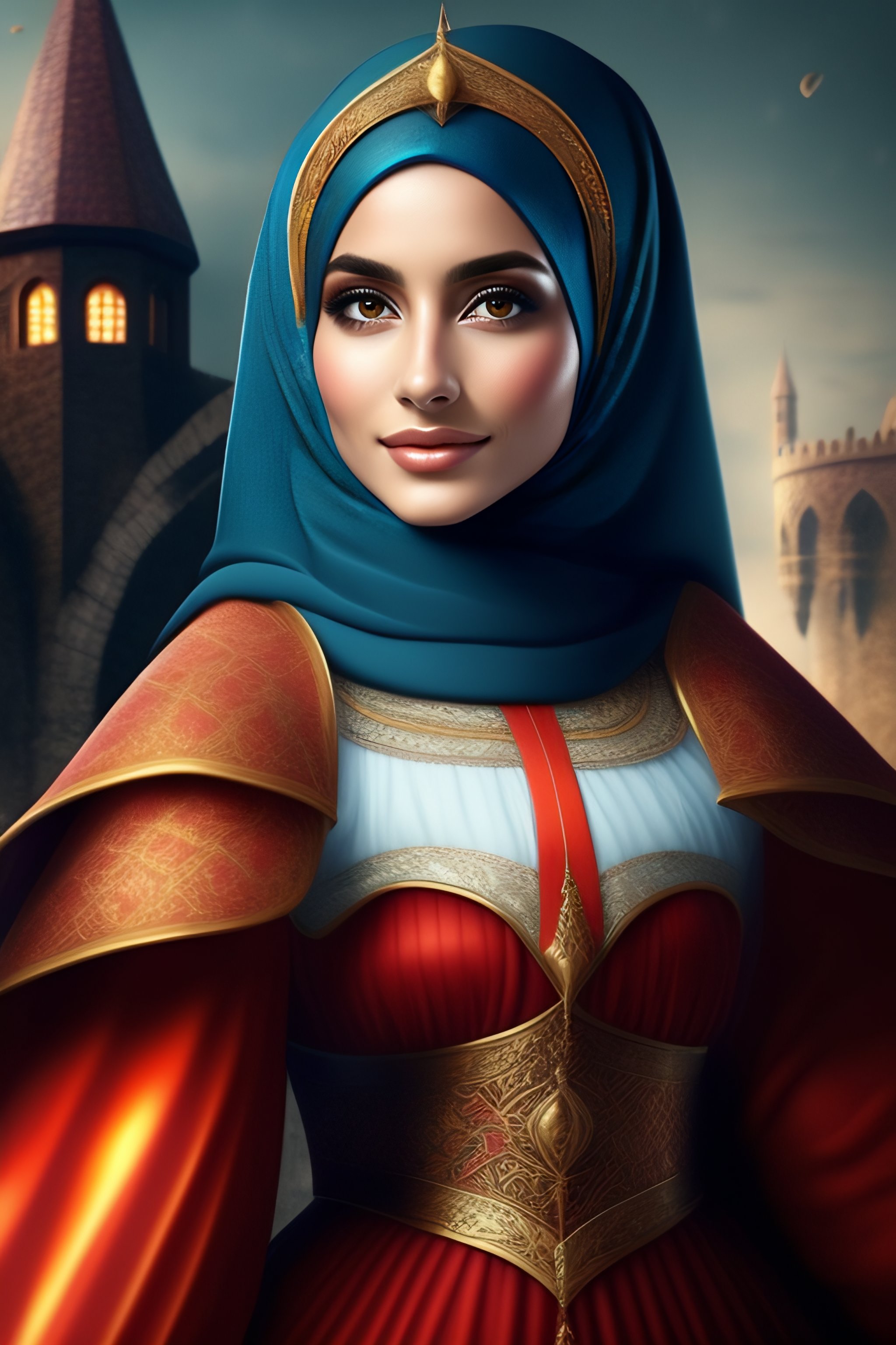 Lexica - Cute hijab girl in medieval mage clothing