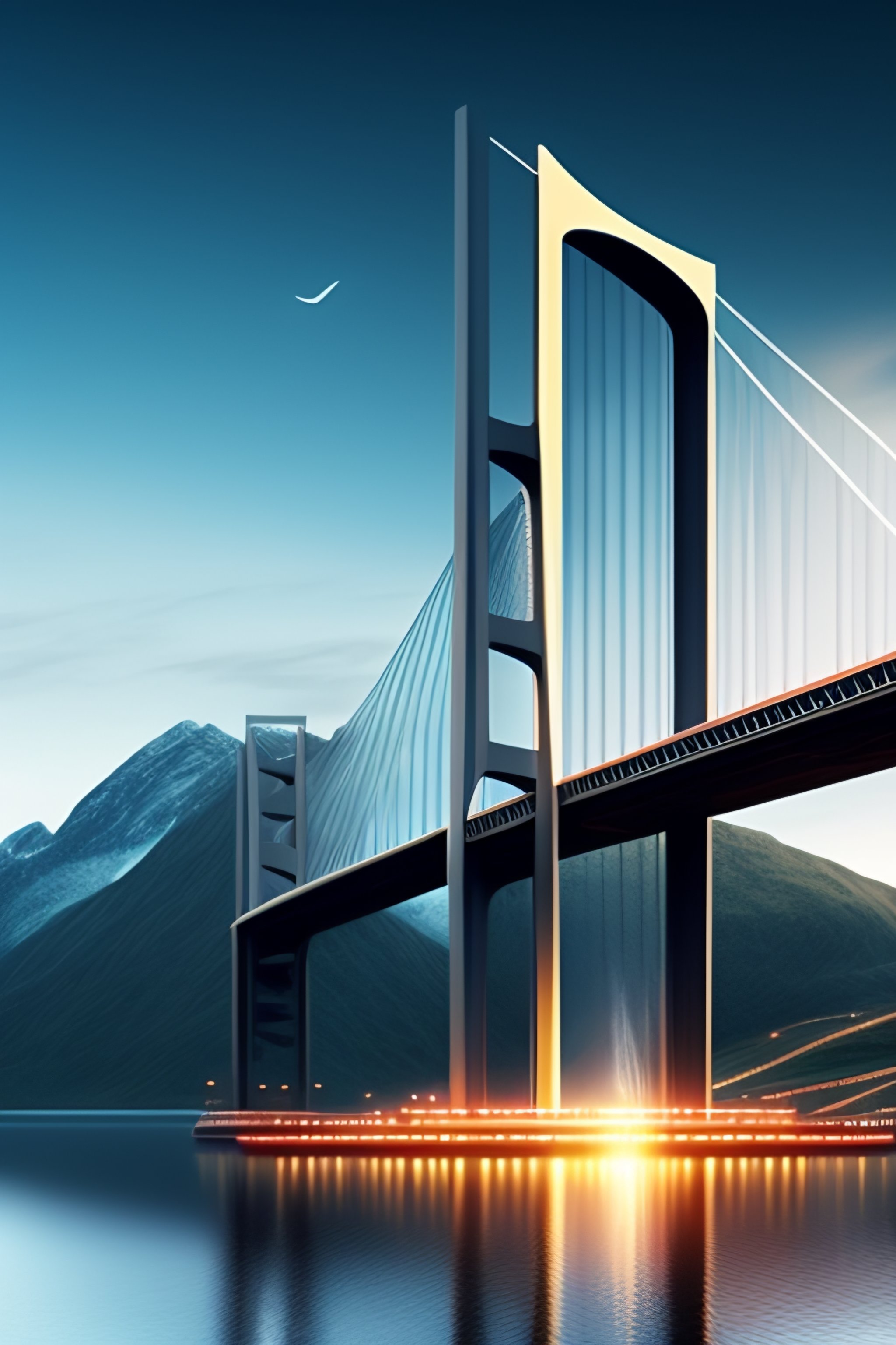 Lexica - Logo design of the bridge for a smart Artificial Intelligence