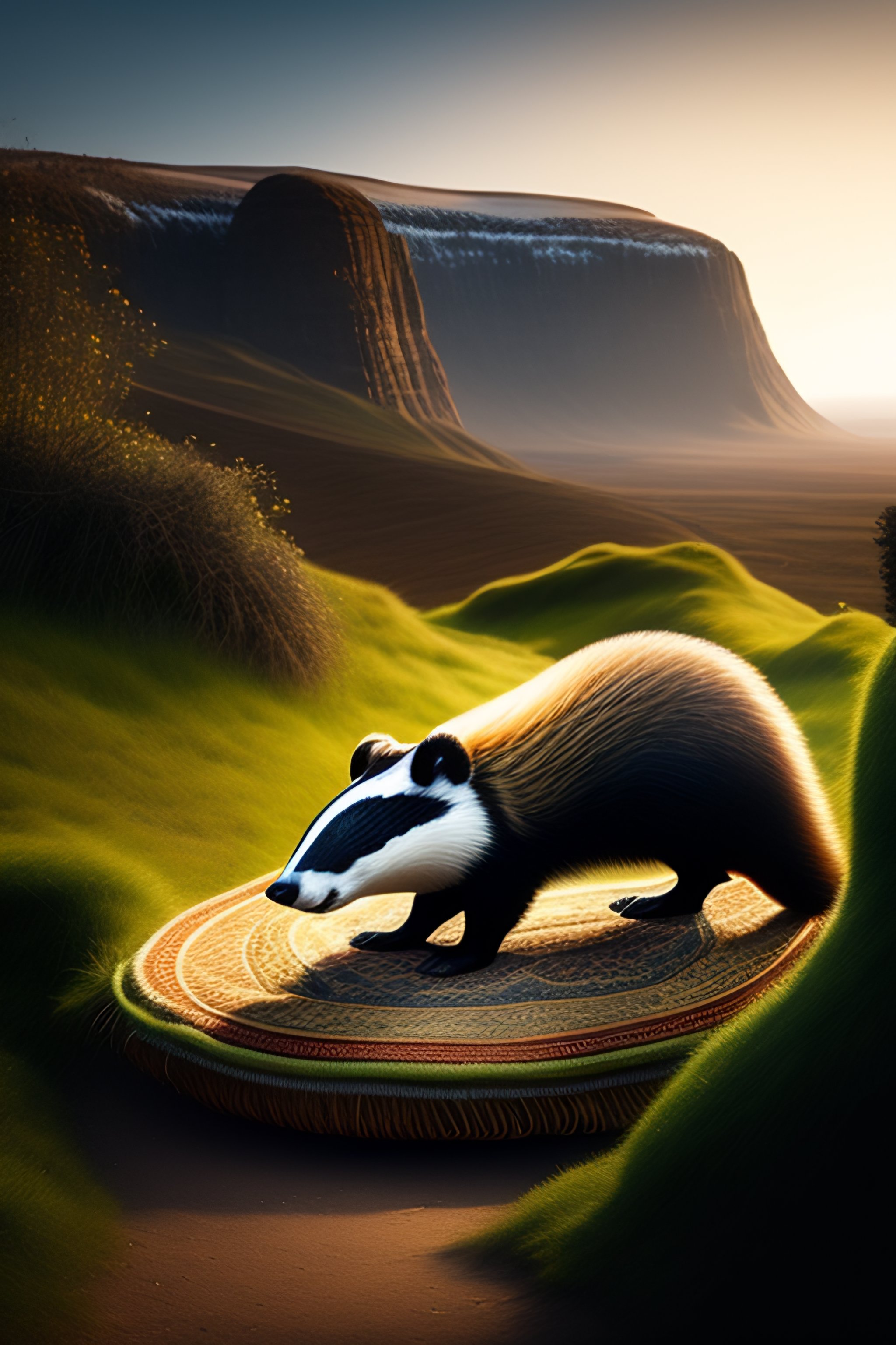 Lexica - Badger on flying carpet