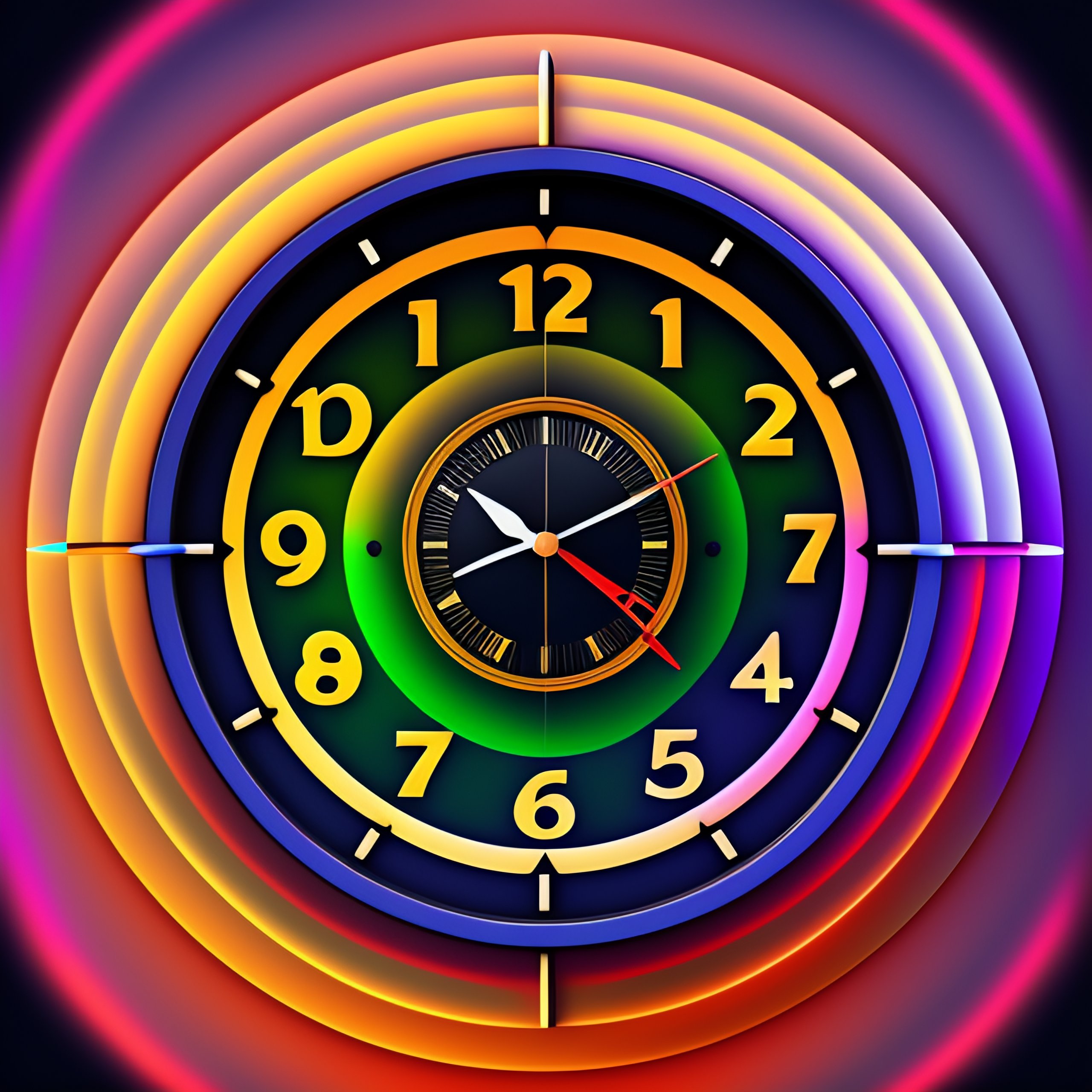 Lexica - An illustration of a psychedelic clock showing time 4:20