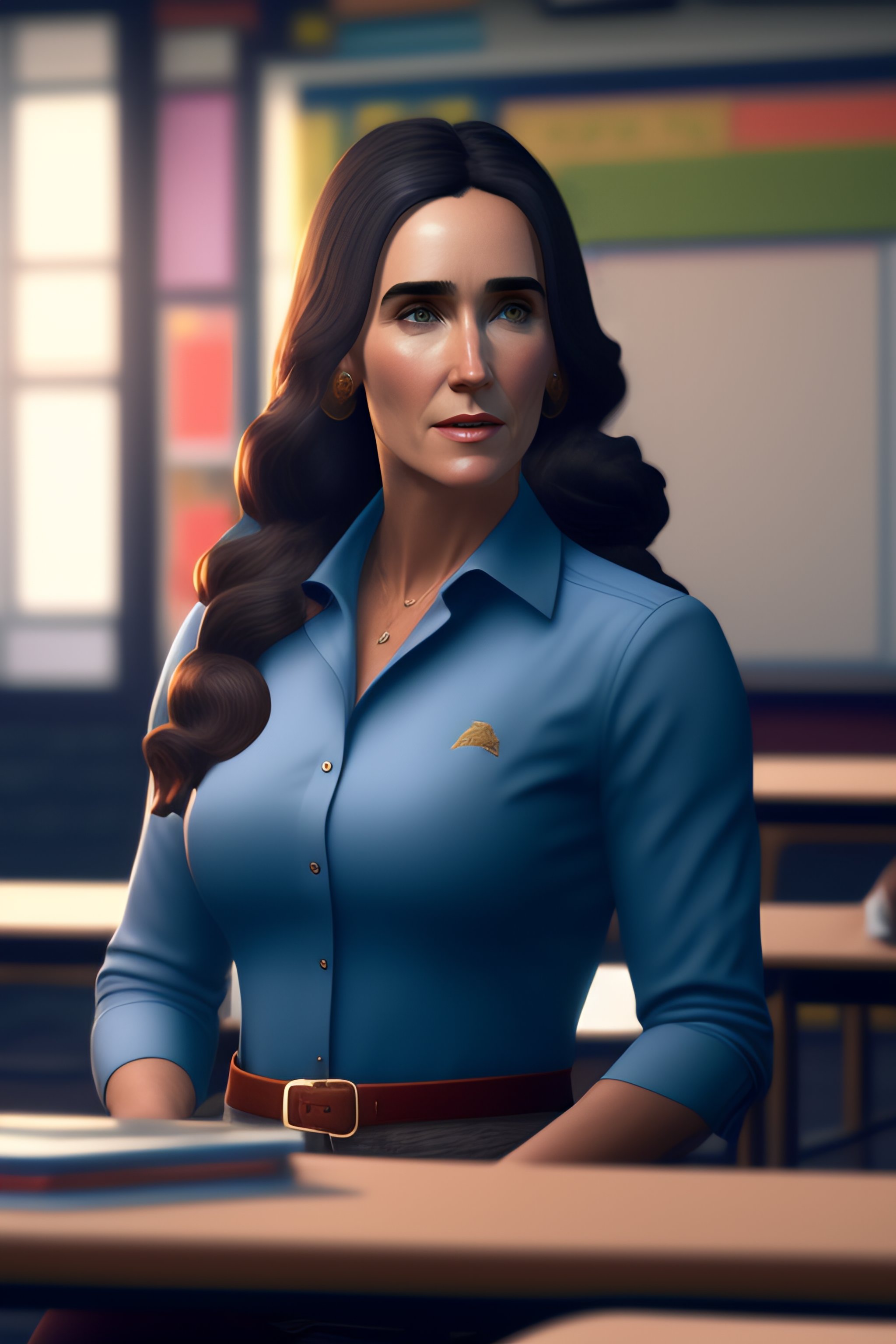 Lexica - Jennifer Connelly as a beautiful school teacher, wearing tight ...