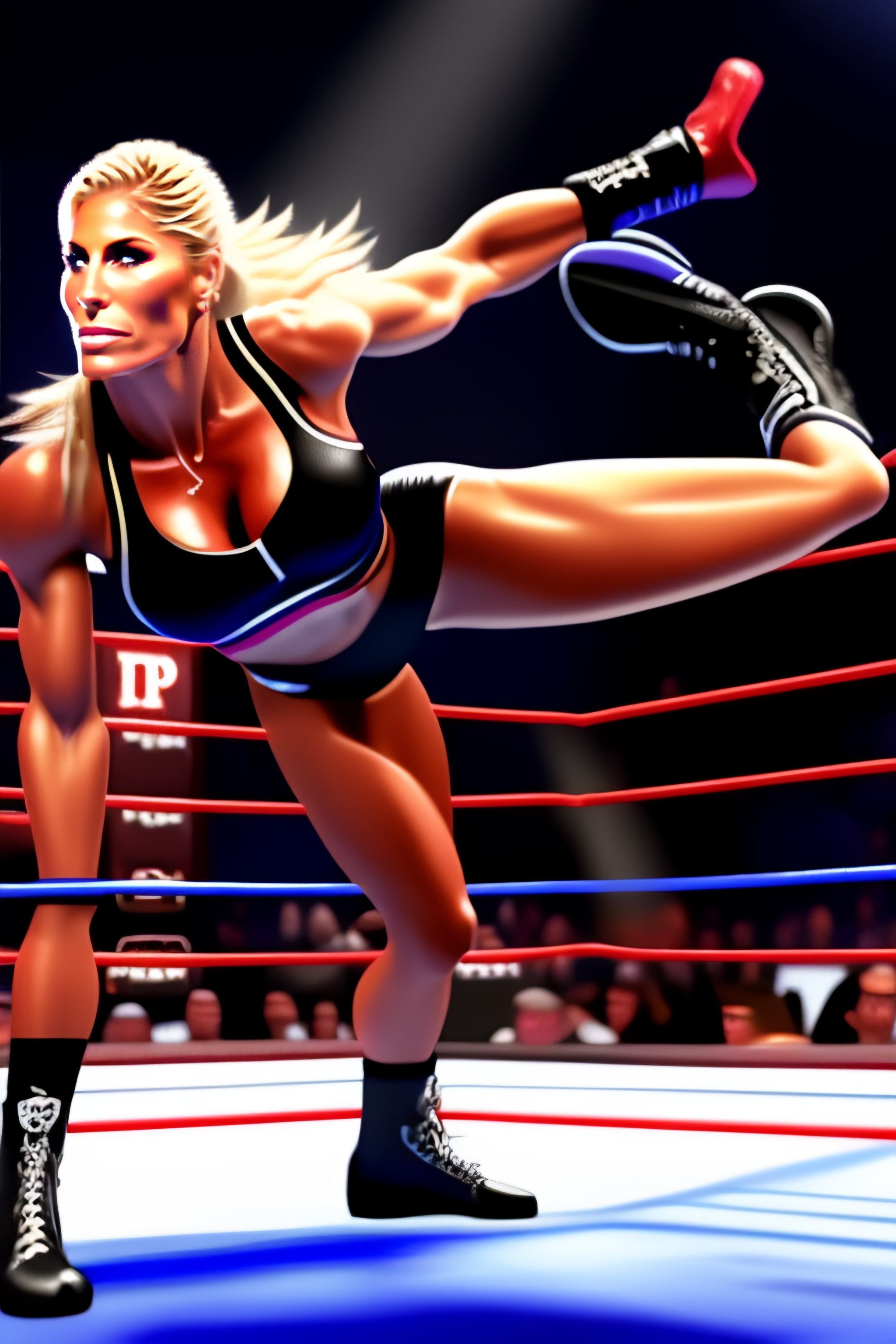 Lexica - Torrie wilson wrestling with trish stratus in a wrestling ring, concept art by Jimmy ...