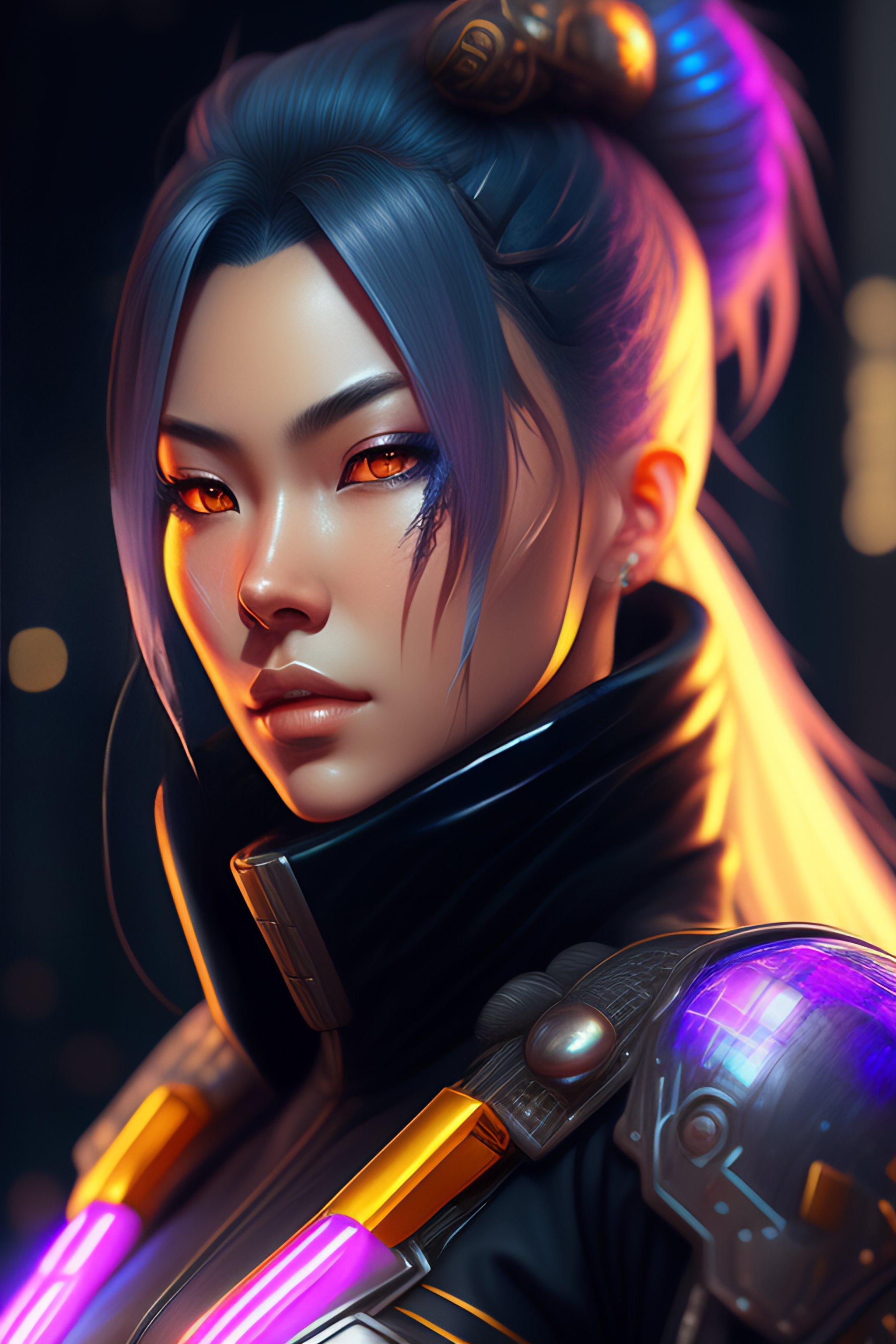 Lexica - Right facing, Portrait of a cyberpunk cyborg ninja, third ...