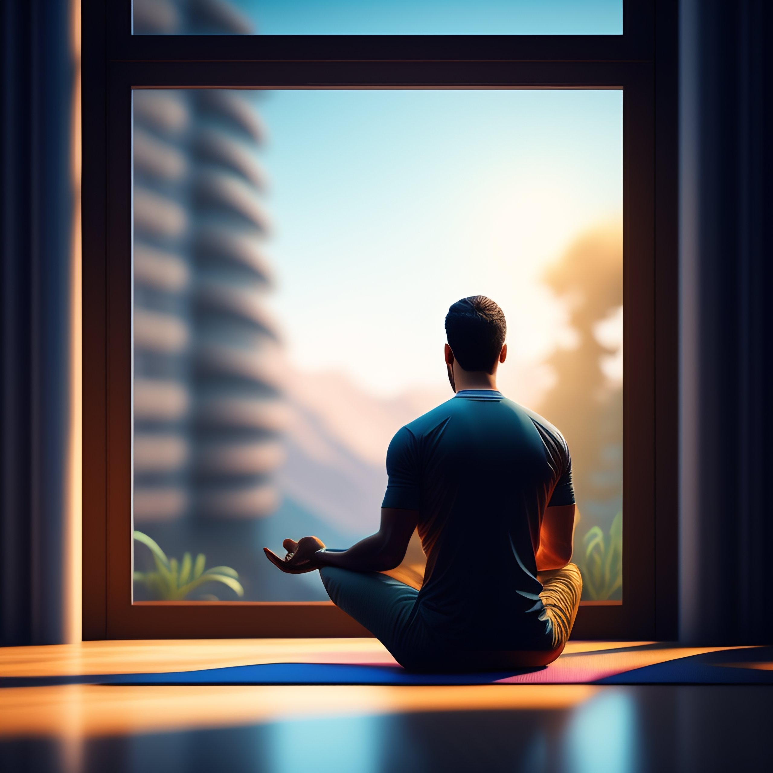 Lexica - A yogi doing meditation inside metaverse, depth of field, high ...