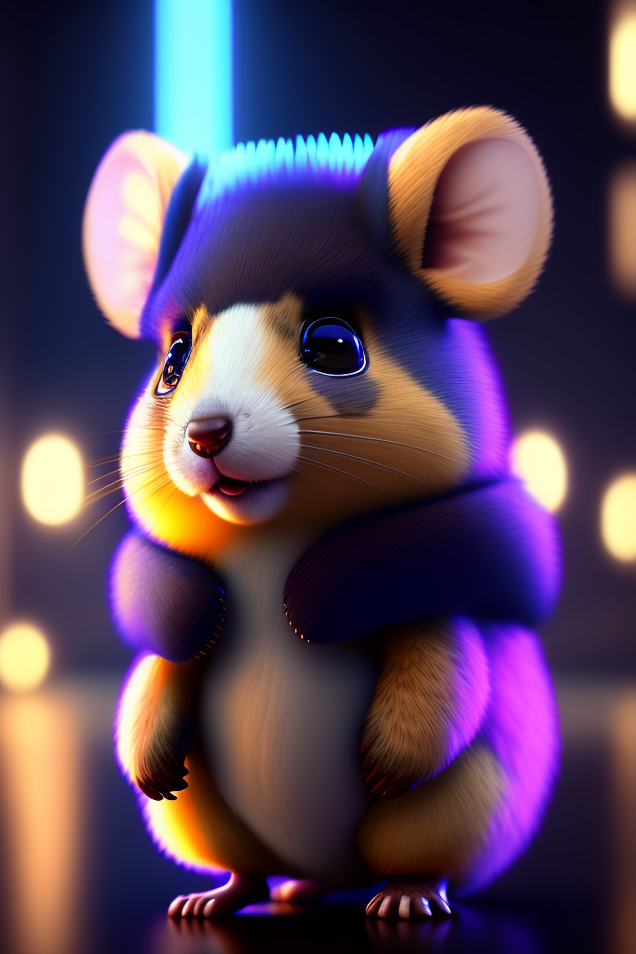 Lexica - High quality 3 d render very cute fluffy cyborg!! rat sing a ...