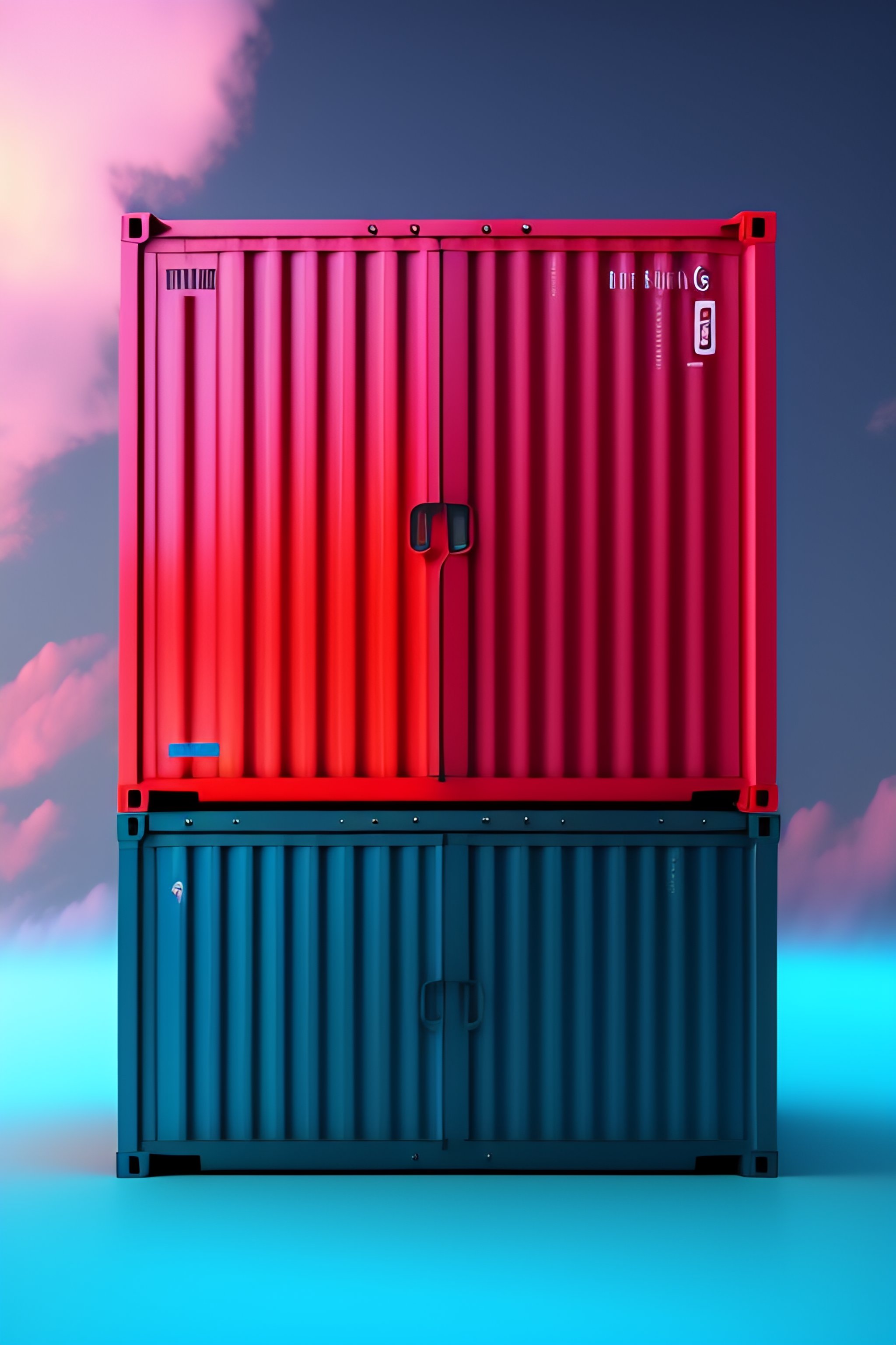 Lexica - Shipping container, TEU, c4d render, vaporwave, product ...