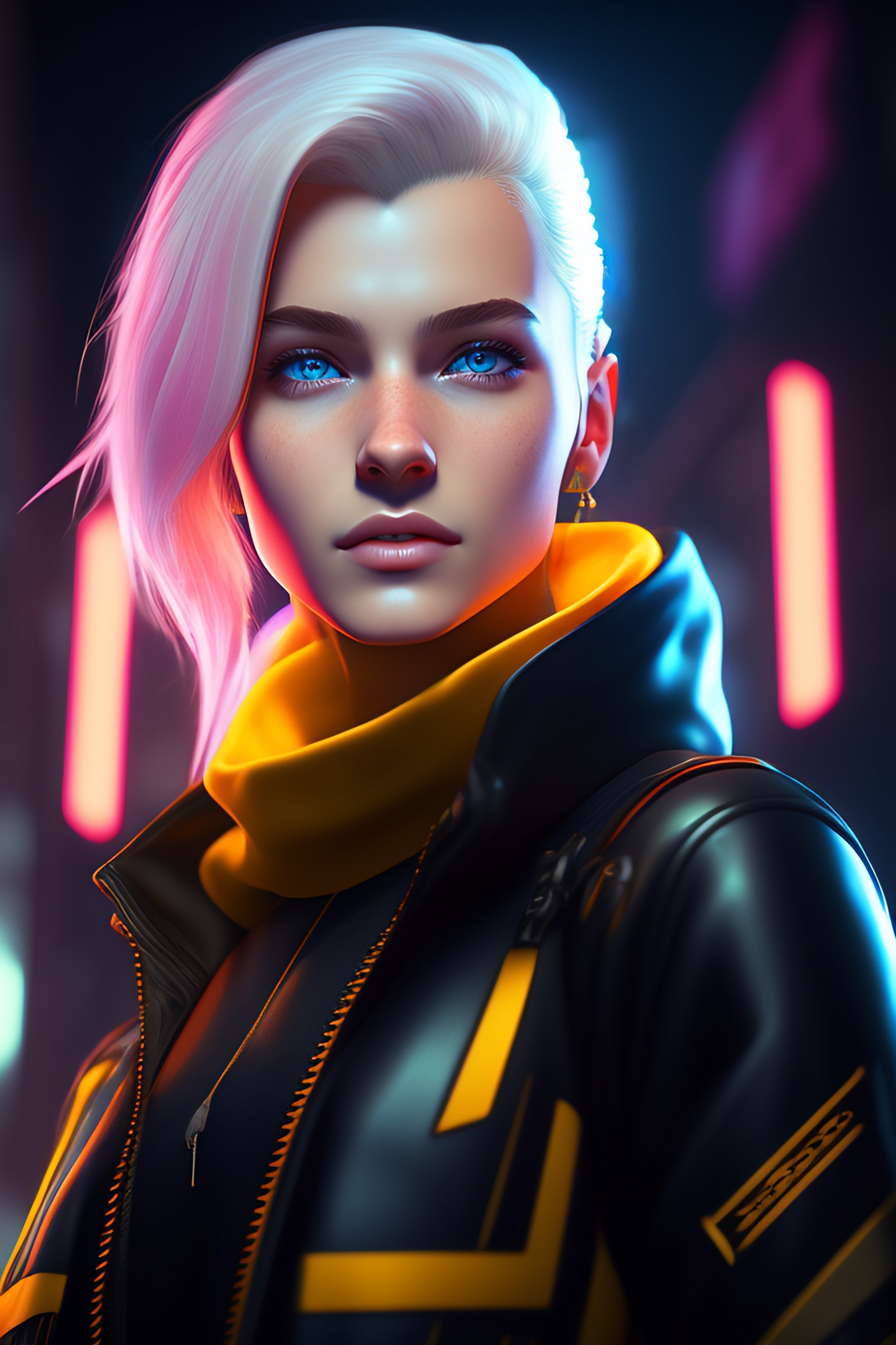Lexica - Cyberpunk young girl, blond hear, thief wear, dark light ...