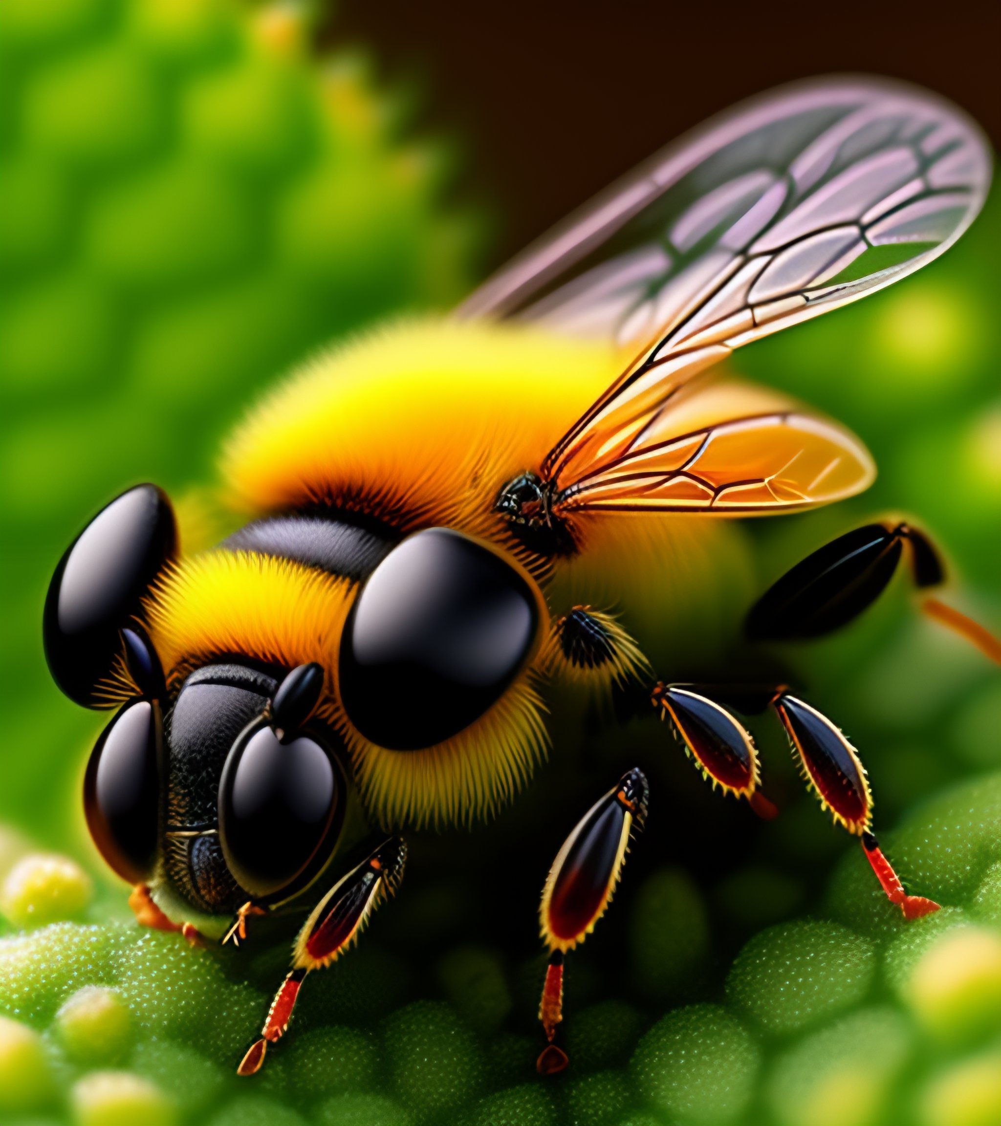 Lexica - Lazy bee looks like a cartoon style red eyes