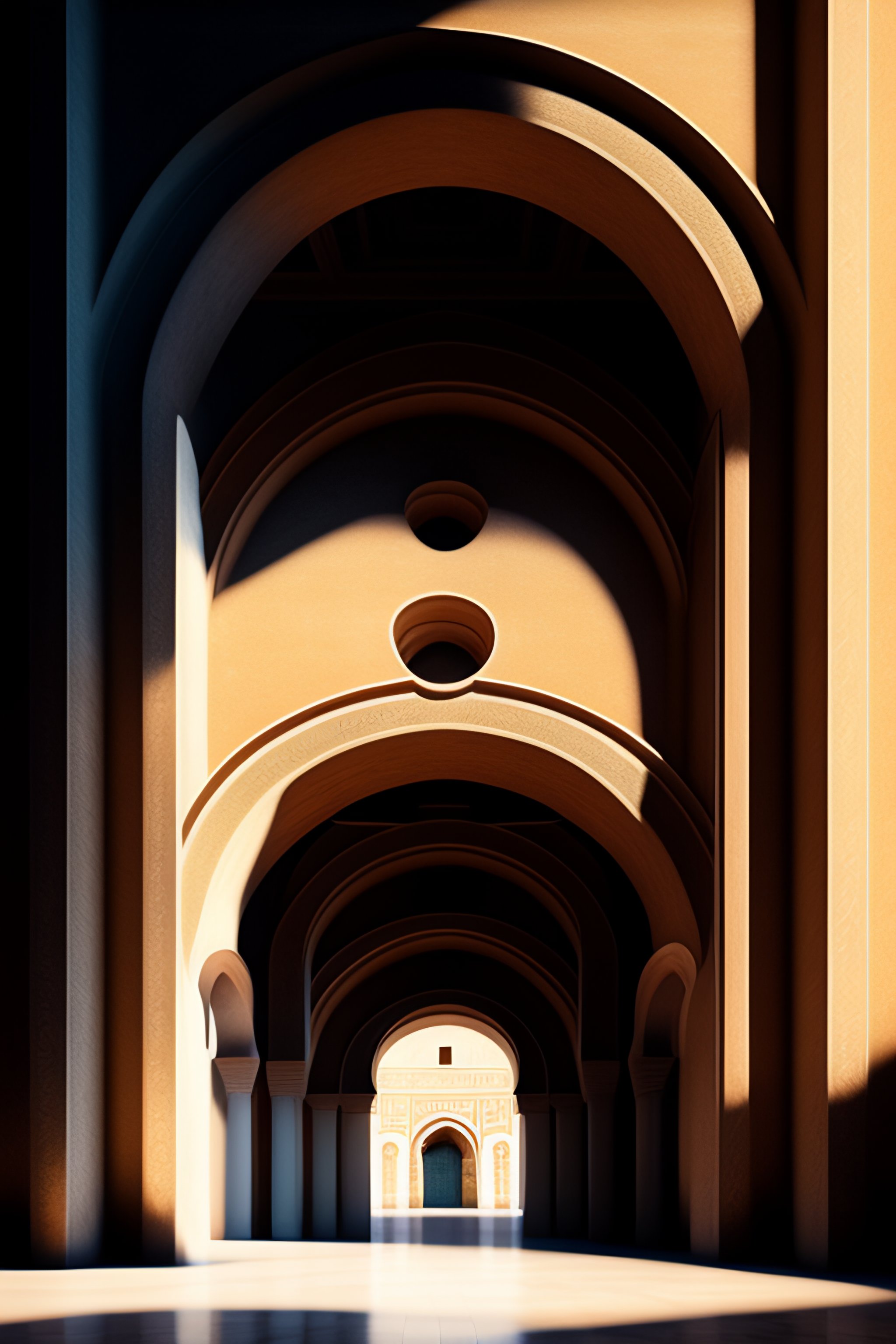 Lexica - Interior of circular temple with horseshoe arches style mosque ...