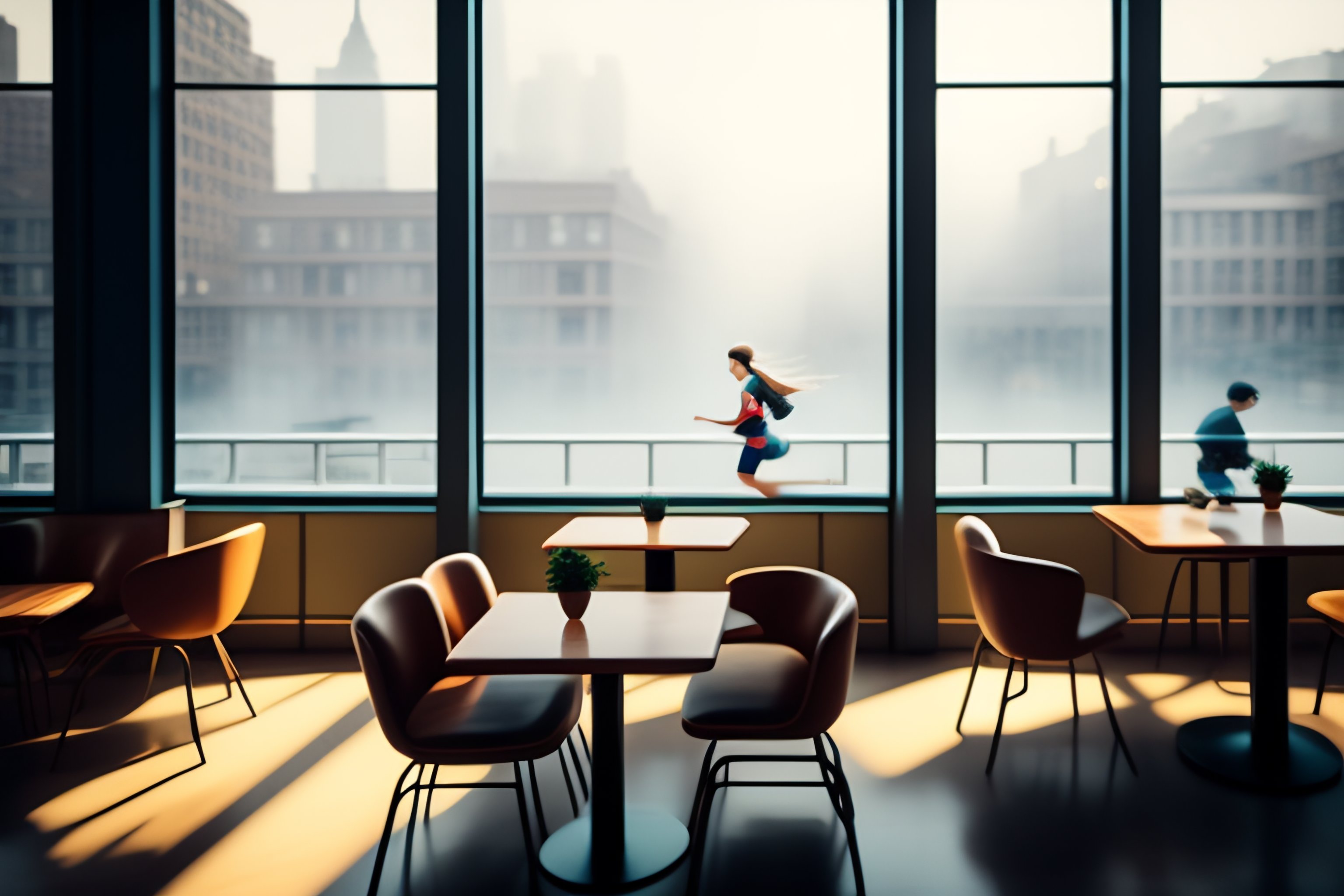 Lexica - New york vintage cafeteria with simple furniture and a large ...