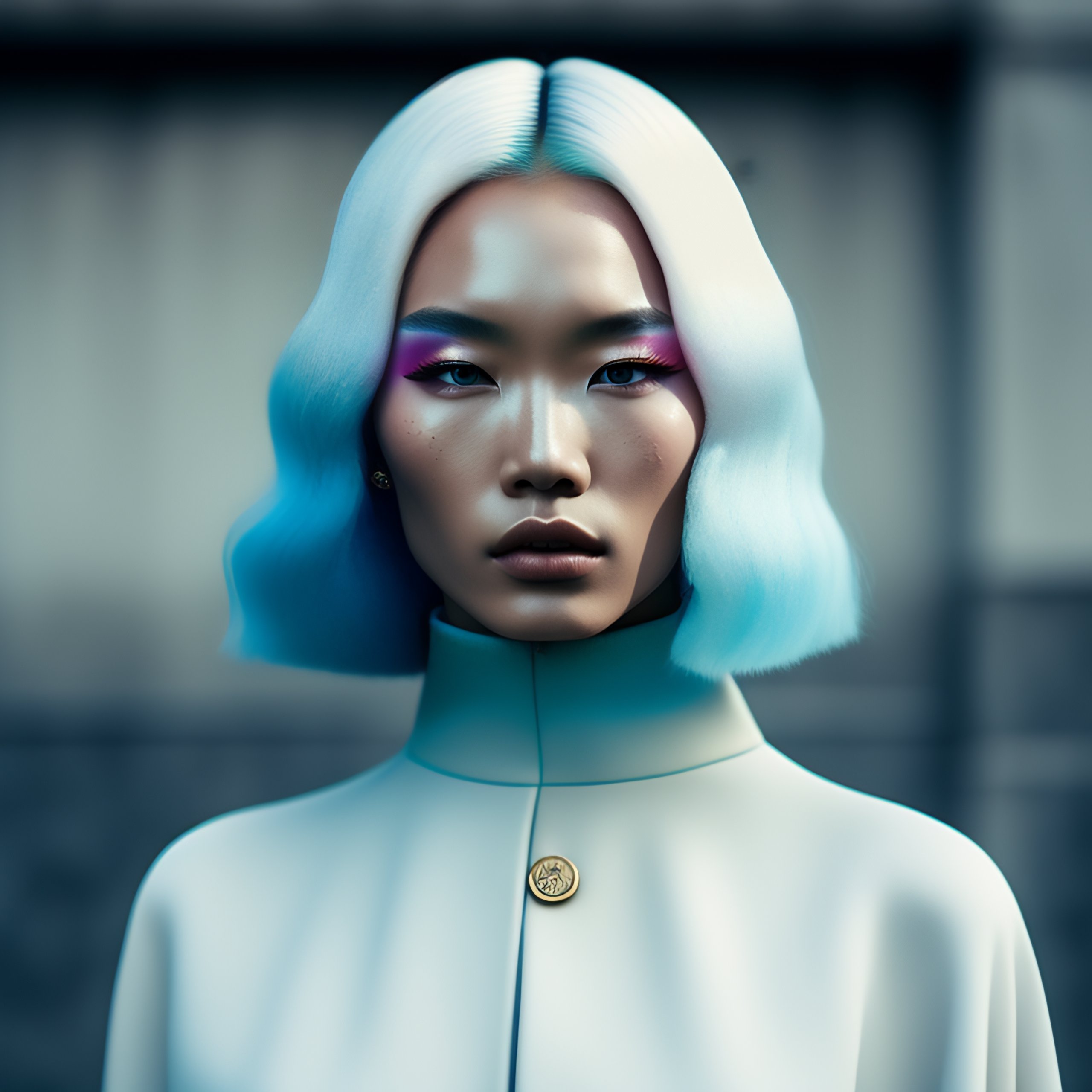 Lexica - Portrait of haute couture beautiful albino asian fashion model ...