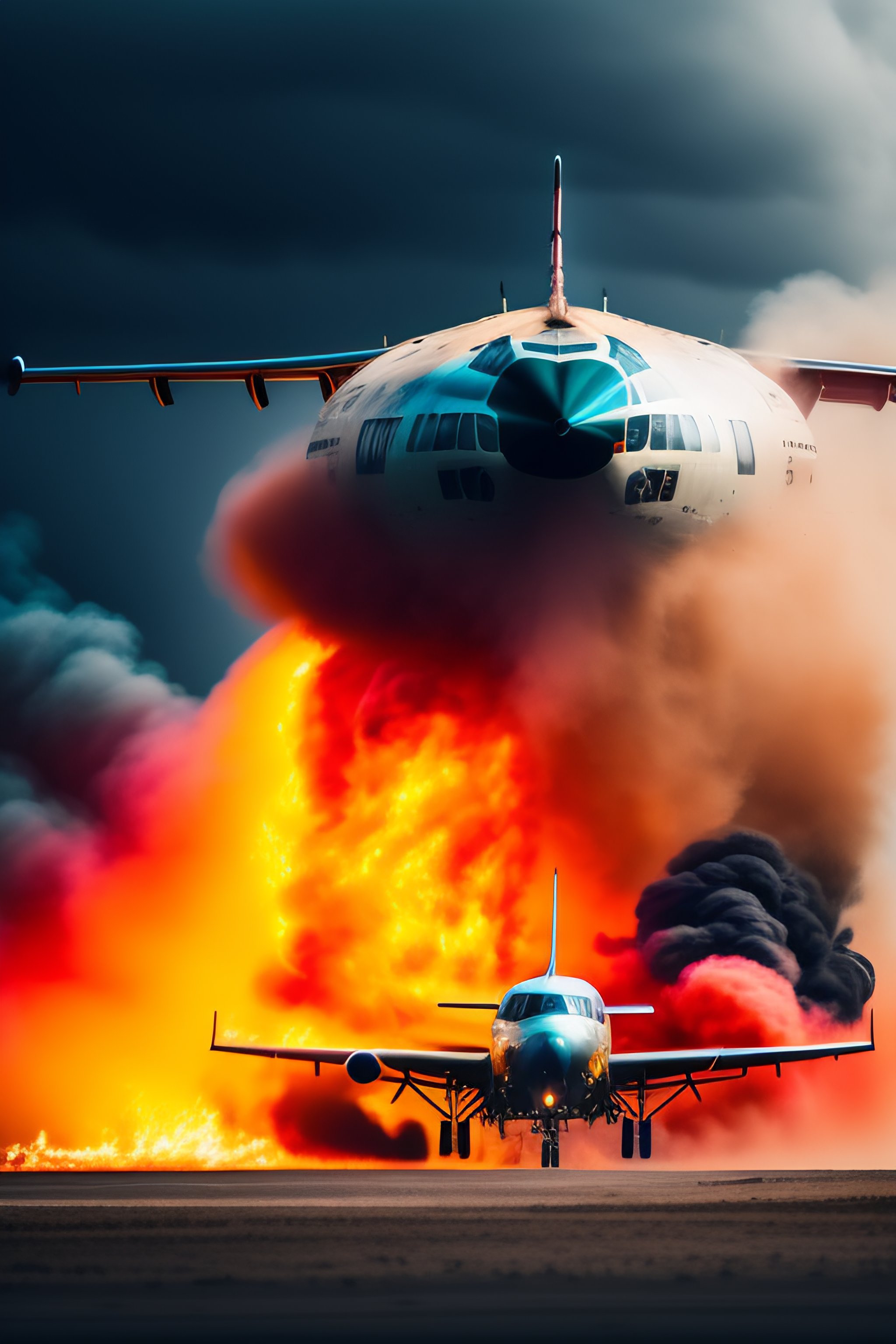 Lexica - Pilot with burning plane in the background