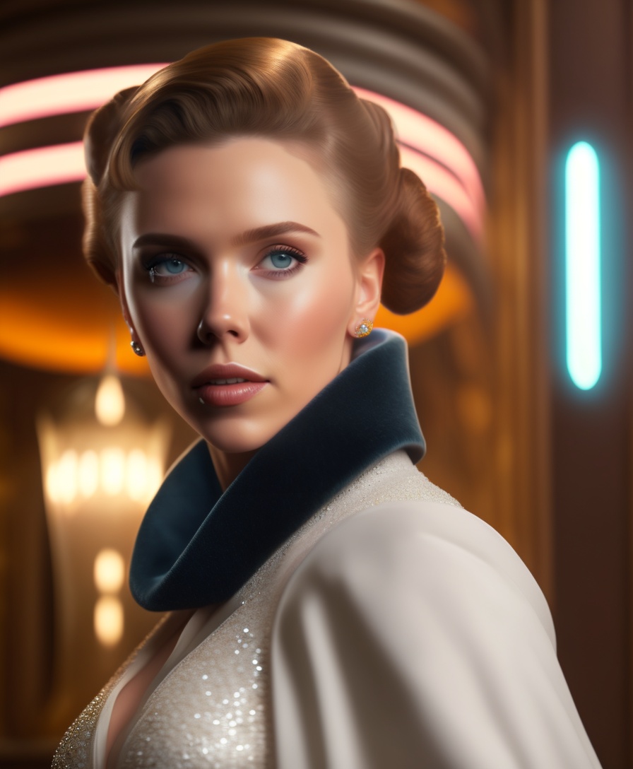 Lexica - Scarlett johansson as Princess Leia Organa , whole body, film ...