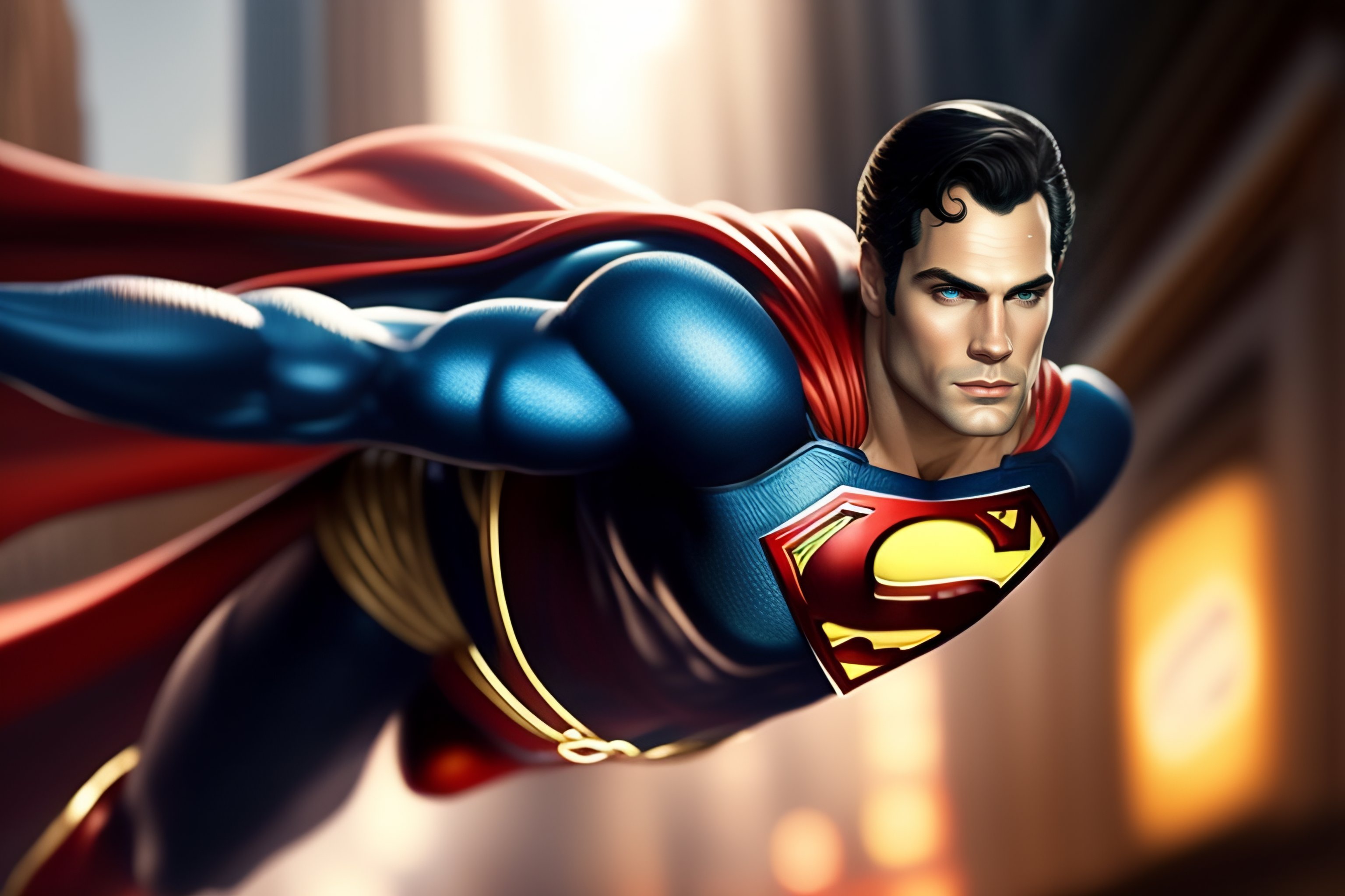 Lexica - Superman, high detalied, henry cavill, classic costume, flying ...
