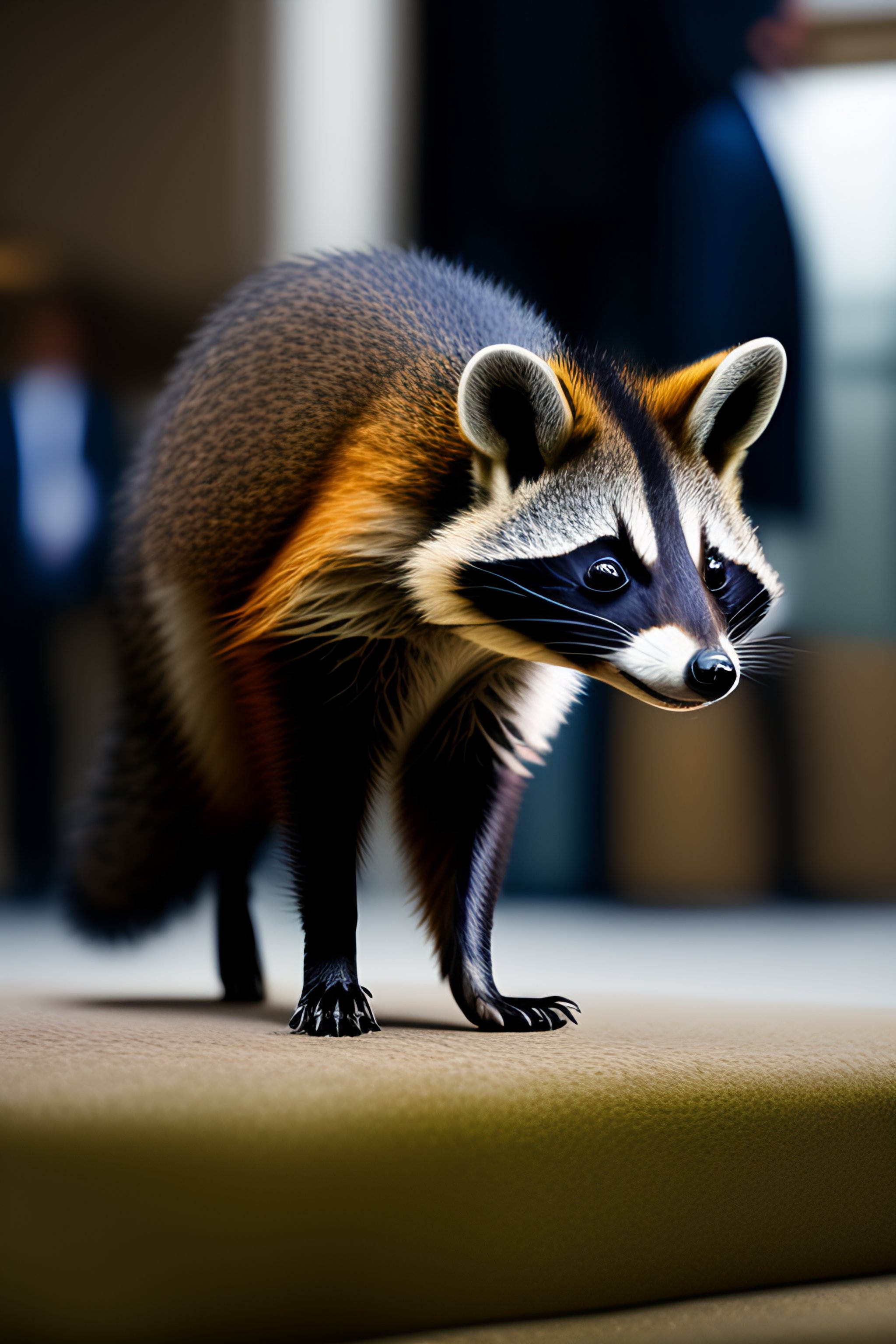 Lexica - Anthopomorphic Racoon as on a wallstreet trading floor