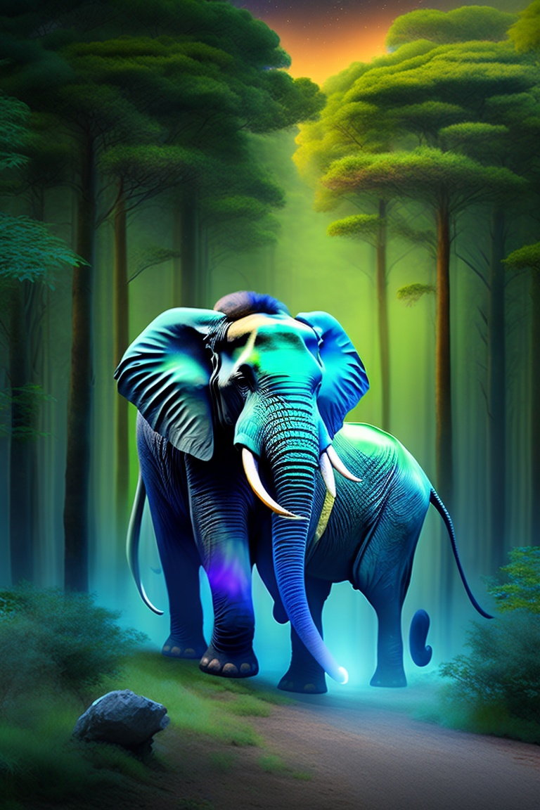 Lexica - African elephant fighting with a lion in green forest ...