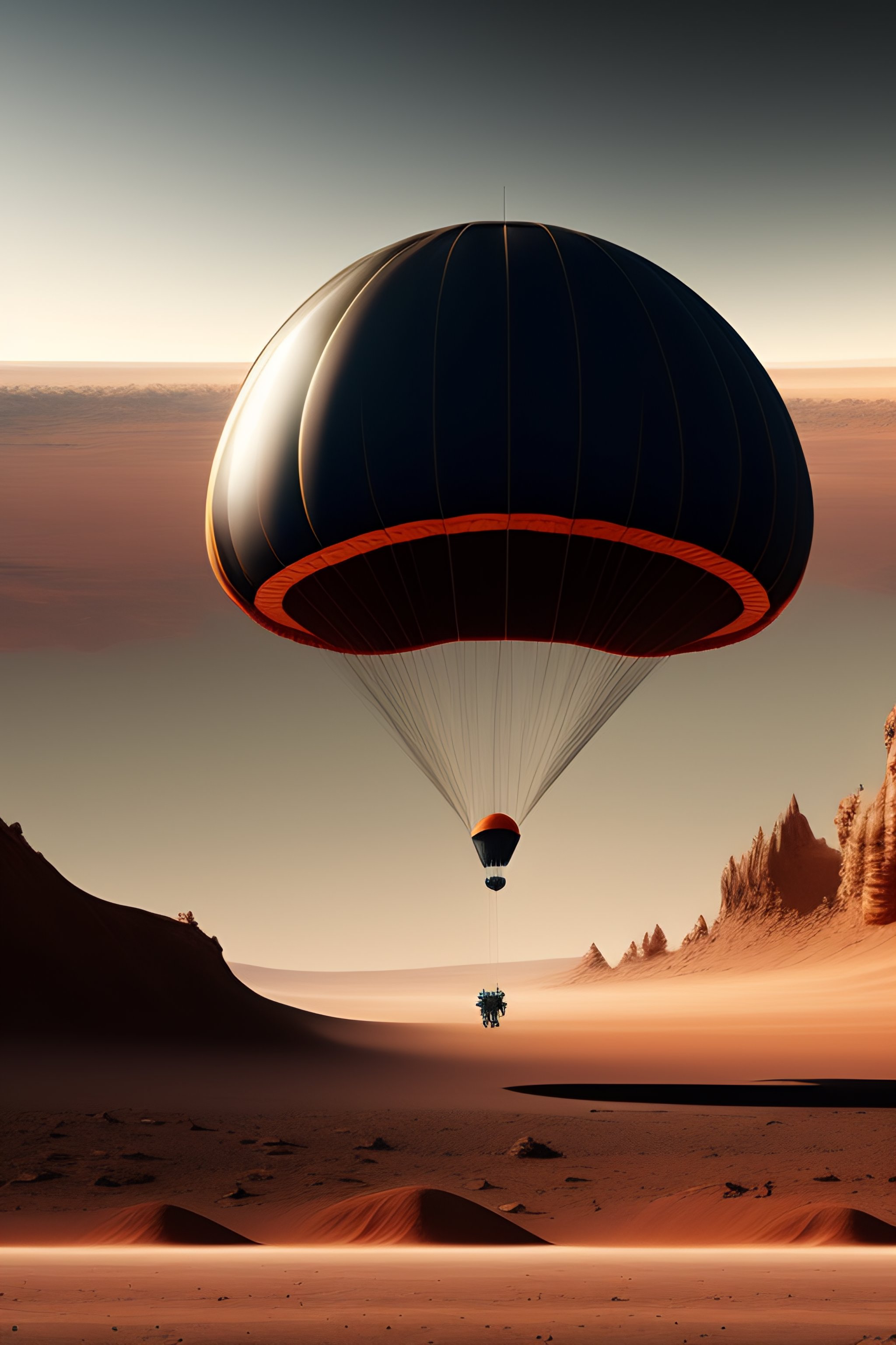 Lexica - A parachute landing on mars