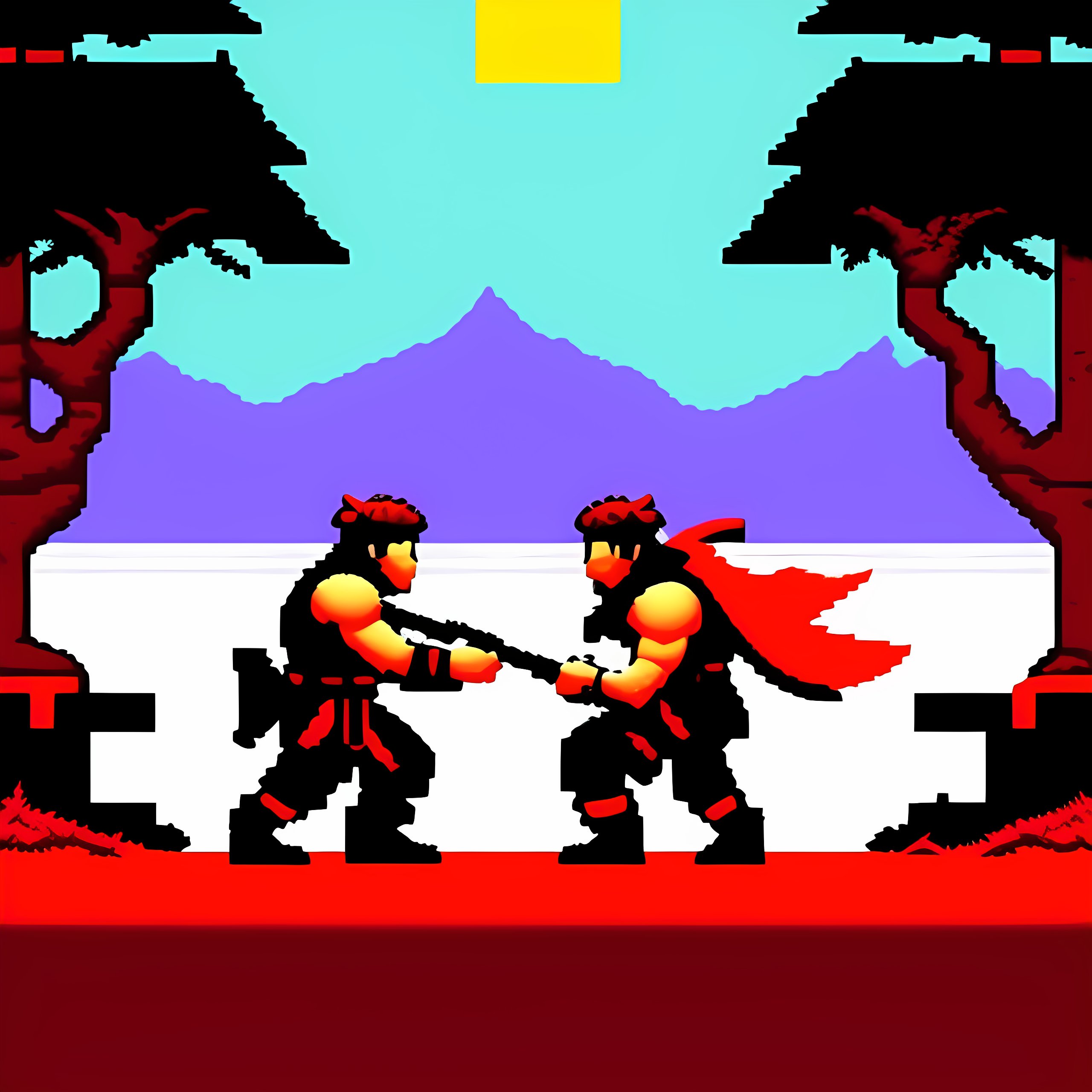 Lexica - Videogame 8-bit red ninja fighting in the jungle