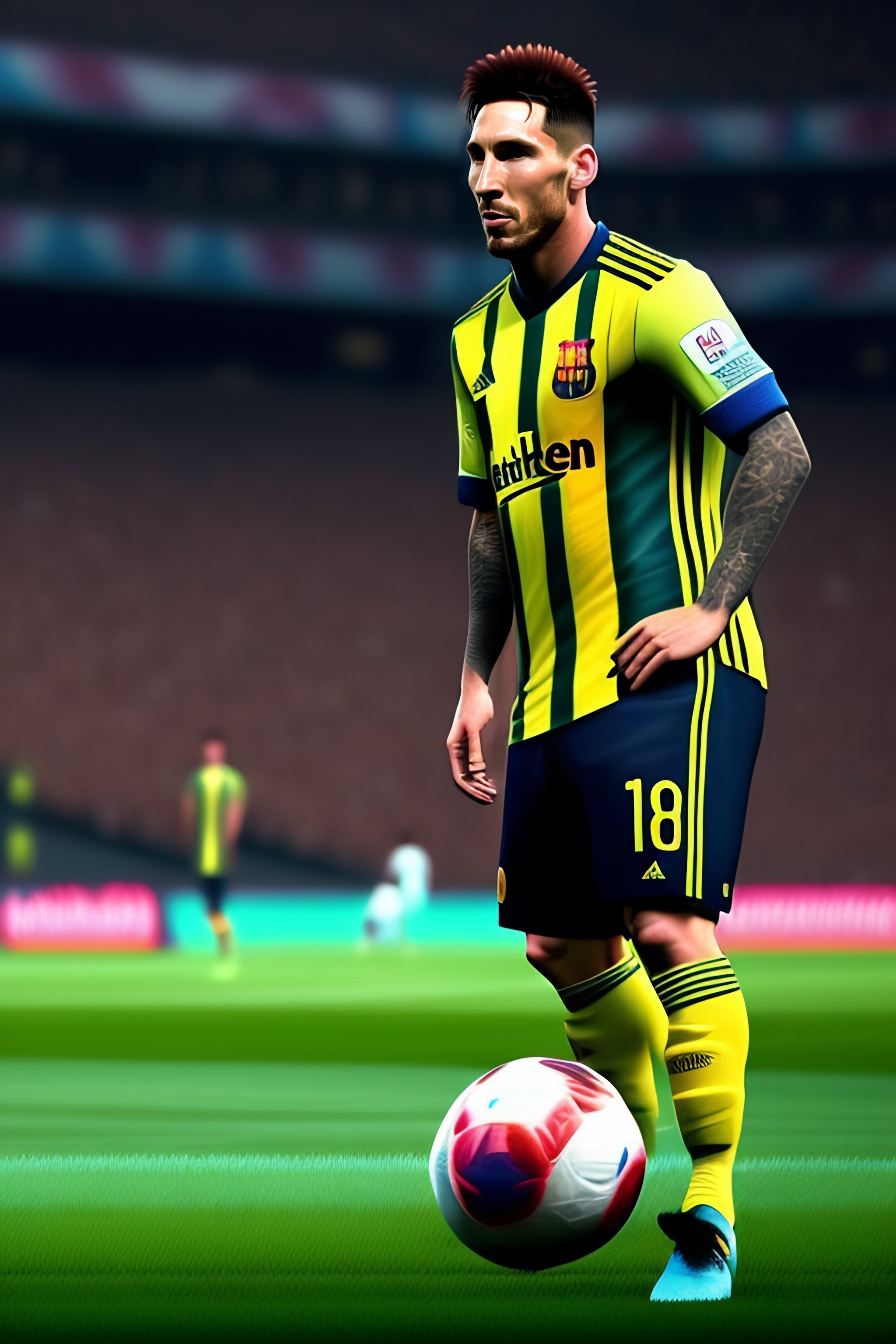 Lexica - Lionel messi playing fifa video game with ronaldo