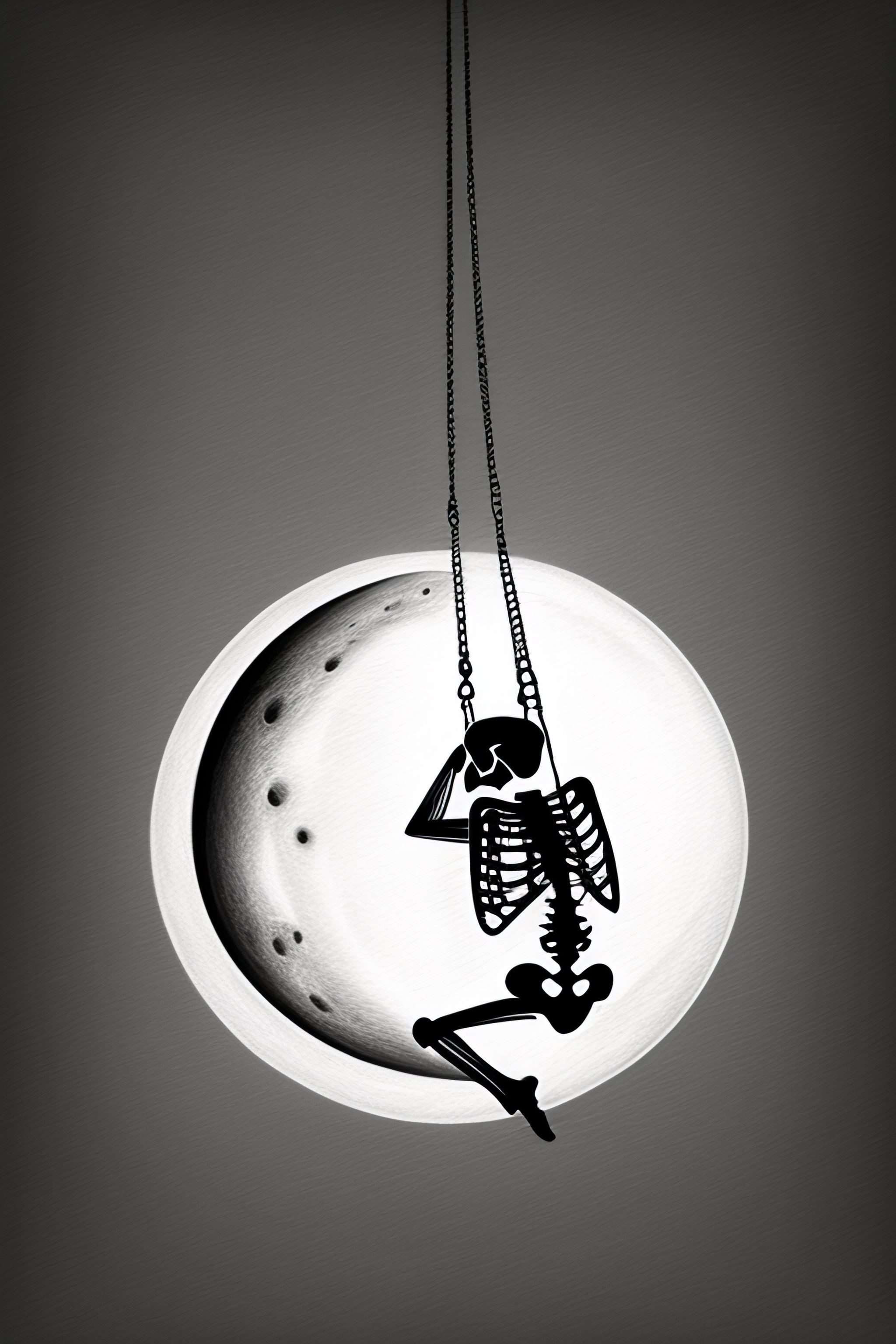 Lexica - A skeleton is swinging on a half moon, hand drawn pencil ...