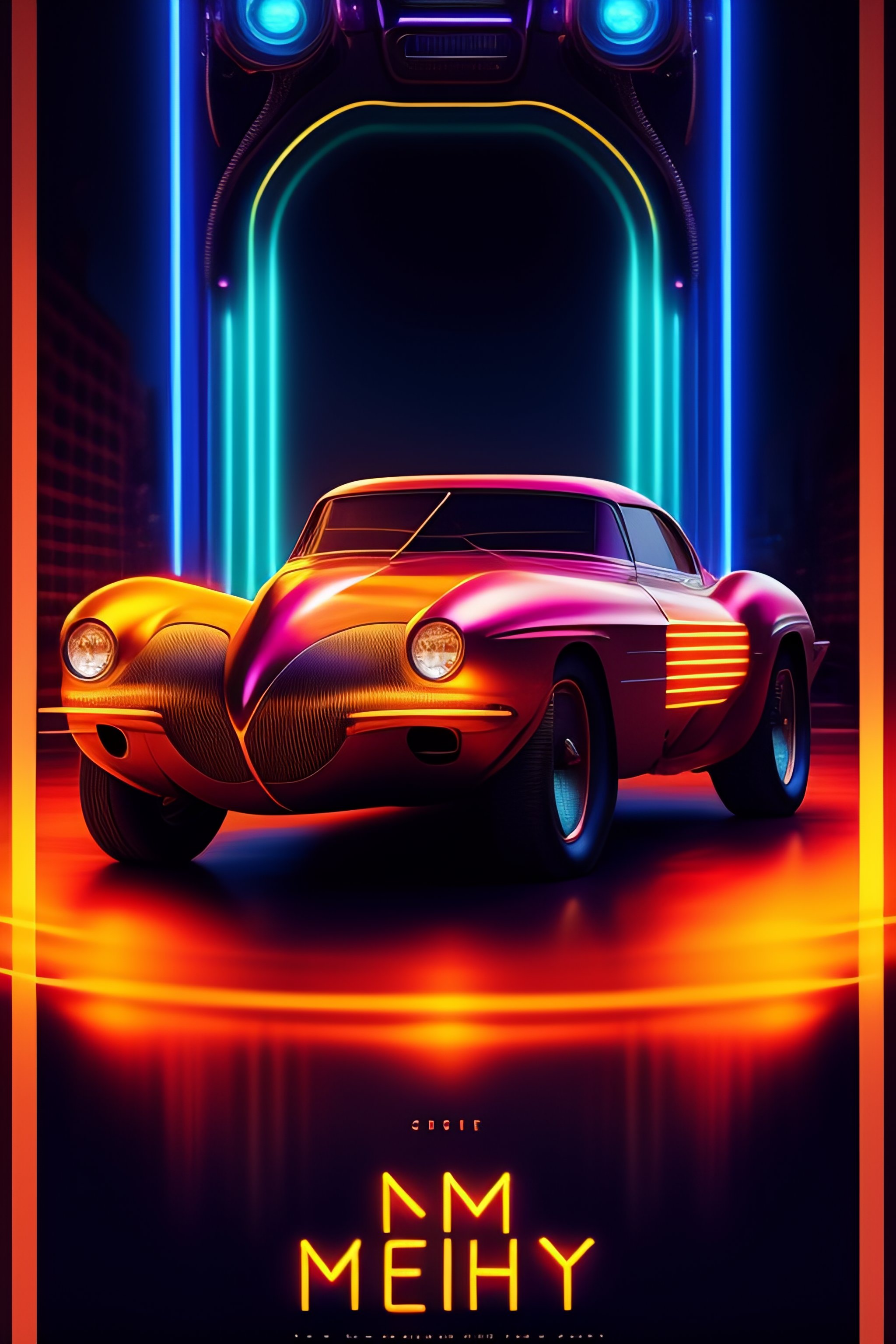 Lexica - Vintage Poster Medium Shot 1920 whith car, futuristic ...