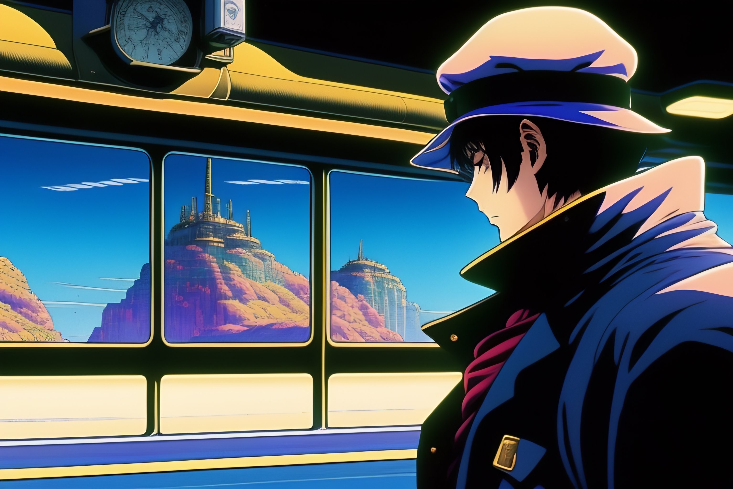 Lexica - Vintage 90's anime style environmental wide shot of a robber ...