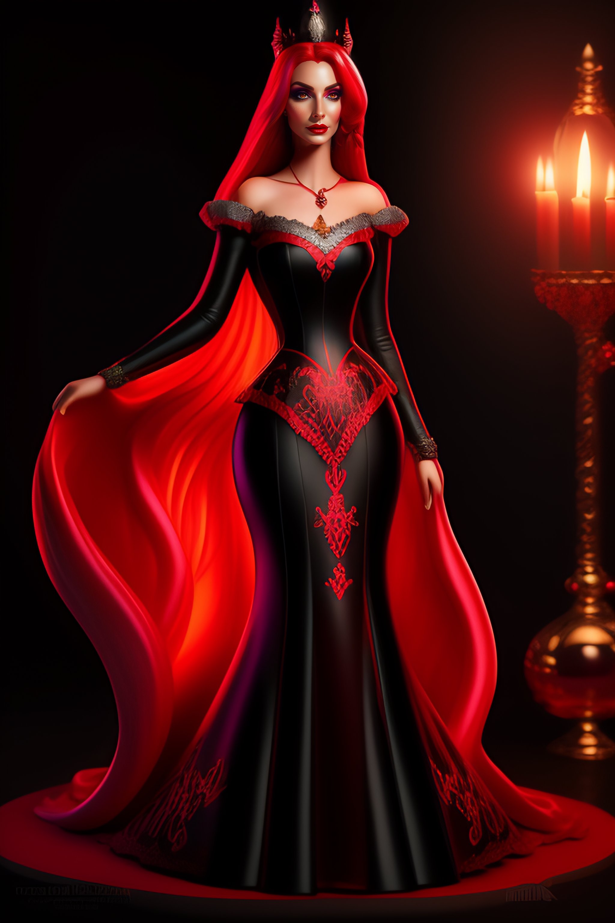Lexica - Highly detailed full body Rapunzel in black and red dress ...